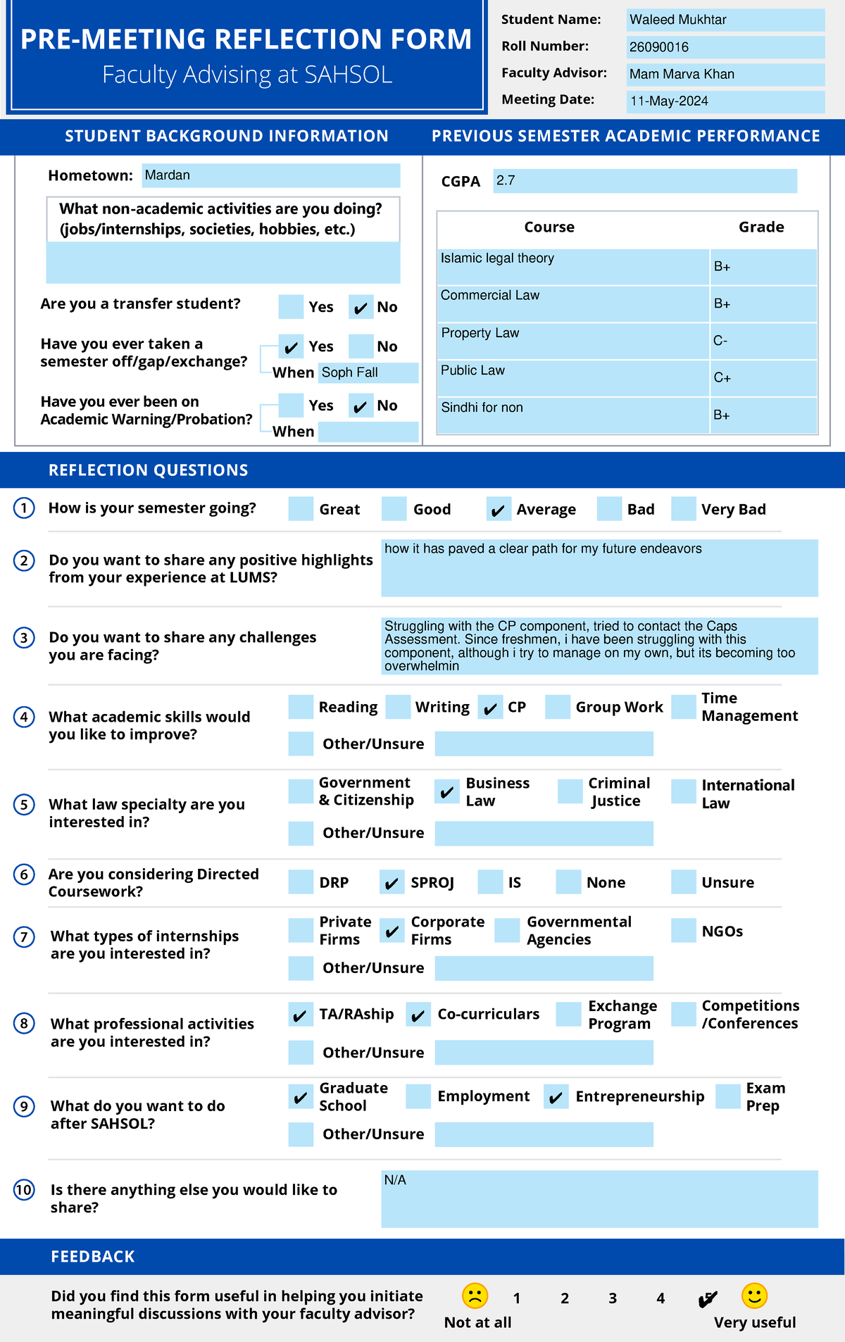 -2025 Faculty Advising Form - PRE-MEETING REFLECTION FORM Faculty ...