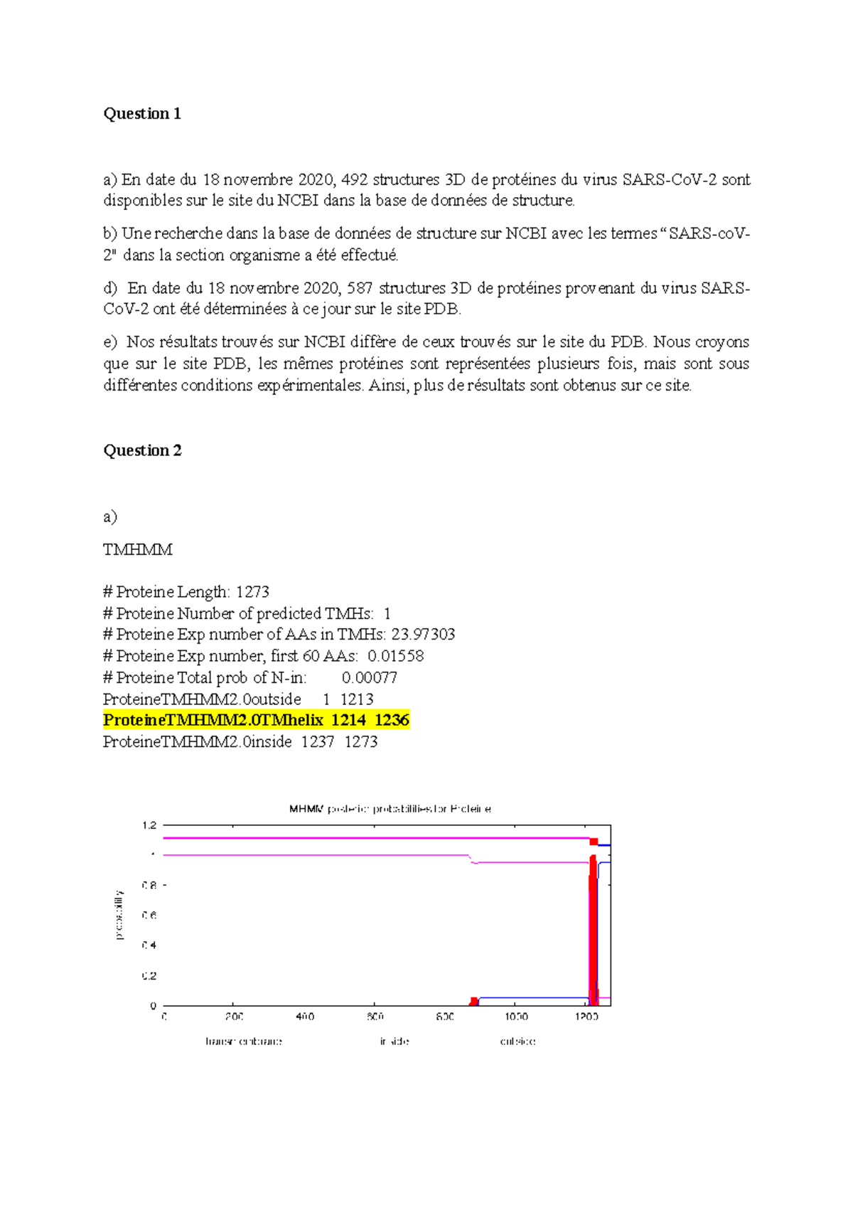 Devoir 4 - Question 1 a) En date du 18 novembre 2020, 492 structures 3D de protéines du virus ...