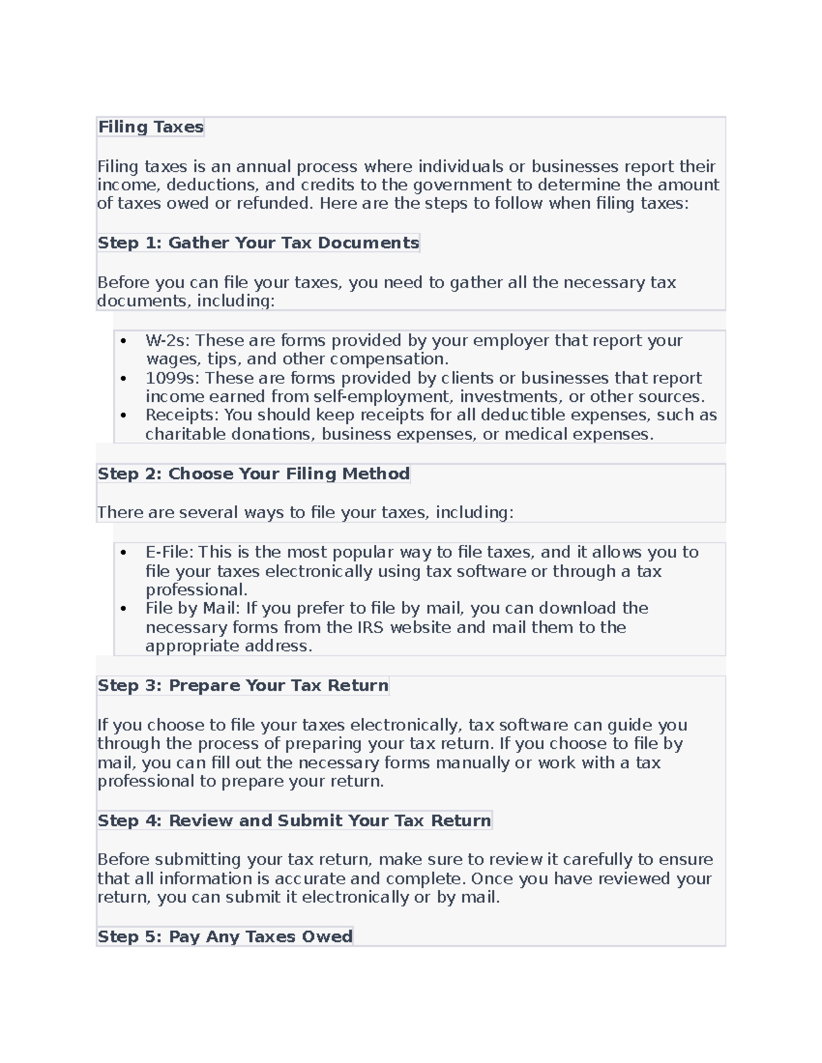 Filing Taxes Notes - Filing Taxes Filing taxes is an annual process ...