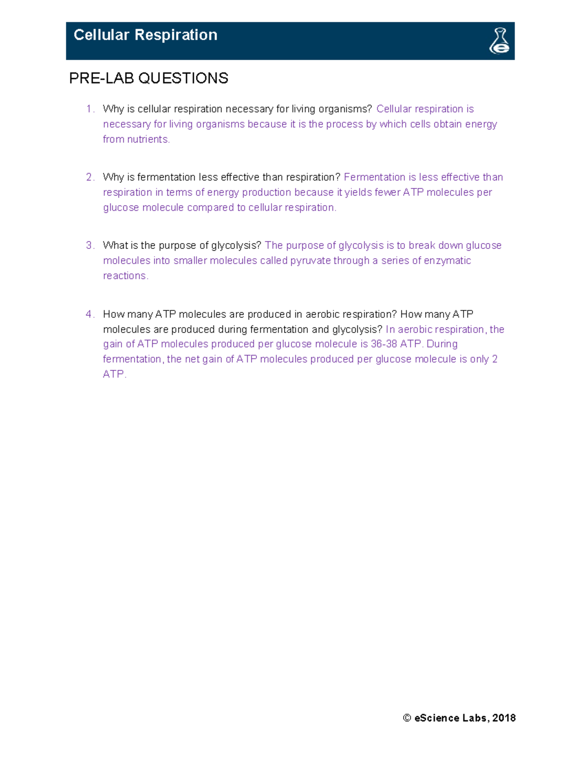 IB 1108 L09 Cell Resp - Lab Cell Resp - PRE-LAB QUESTIONS 1. Why is ...