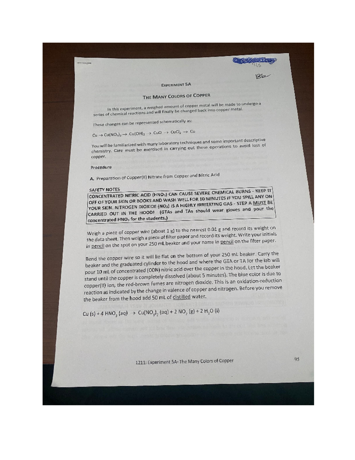 Experiment 5A- The Many Colors of Copper - Bb EXPERIMENT 5A THE MANY ...