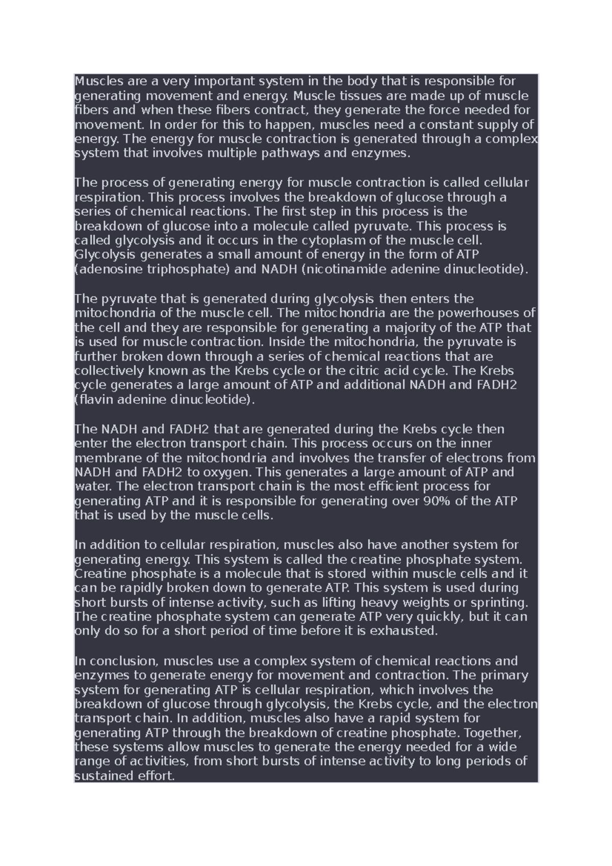 Muscles are a very important system in the body that is responsible for ...