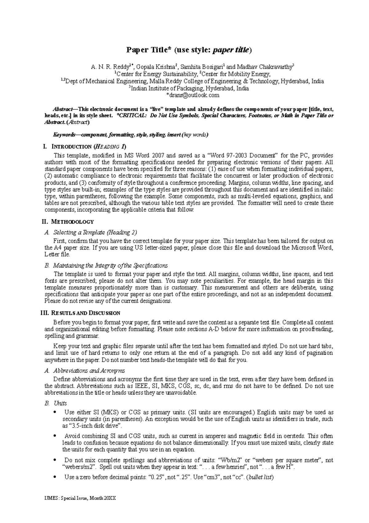 Journal Template & Major Project report - Paper Title* (use style ...