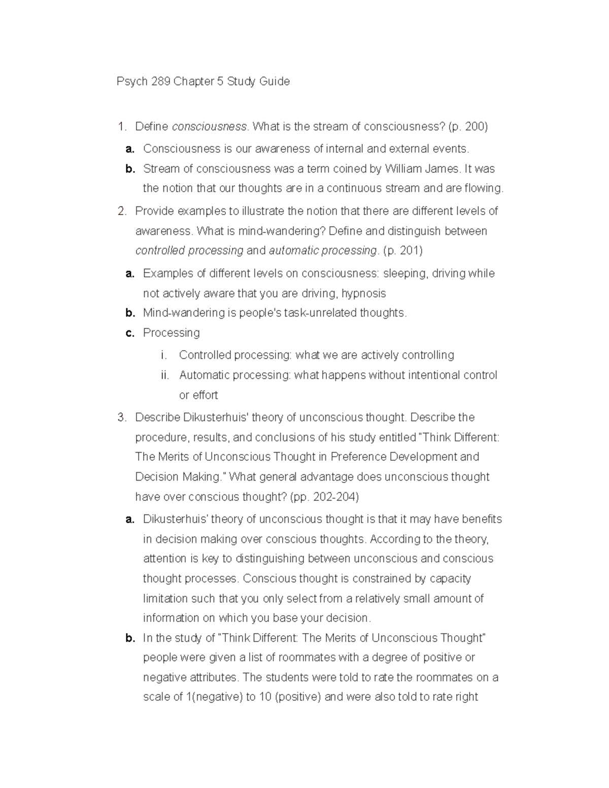 Psych 289 Chapter 5 Study Guide - Psych 289 Chapter 5 Study Guide ...