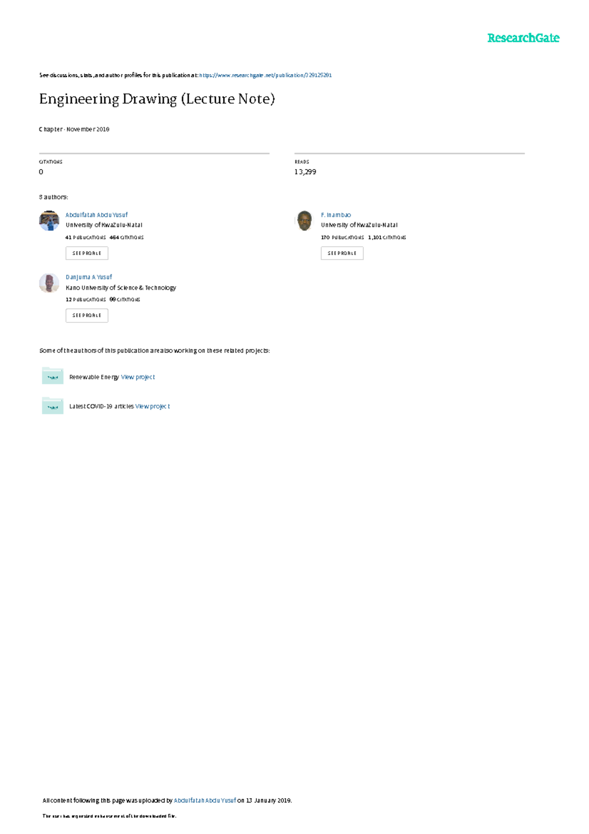 Engineering Drawing Pages 1 See Discussions Stats And Author