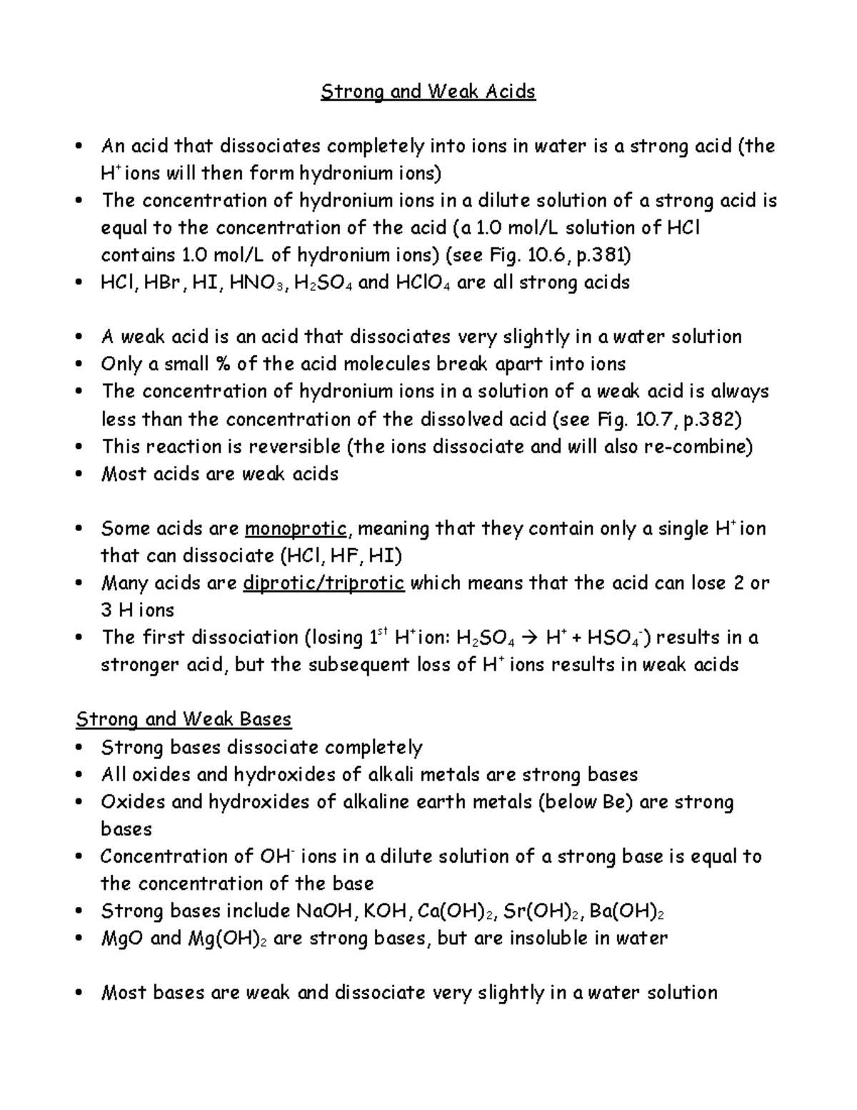 Strong and weak acids bases - Strong and Weak Acids An acid that ...