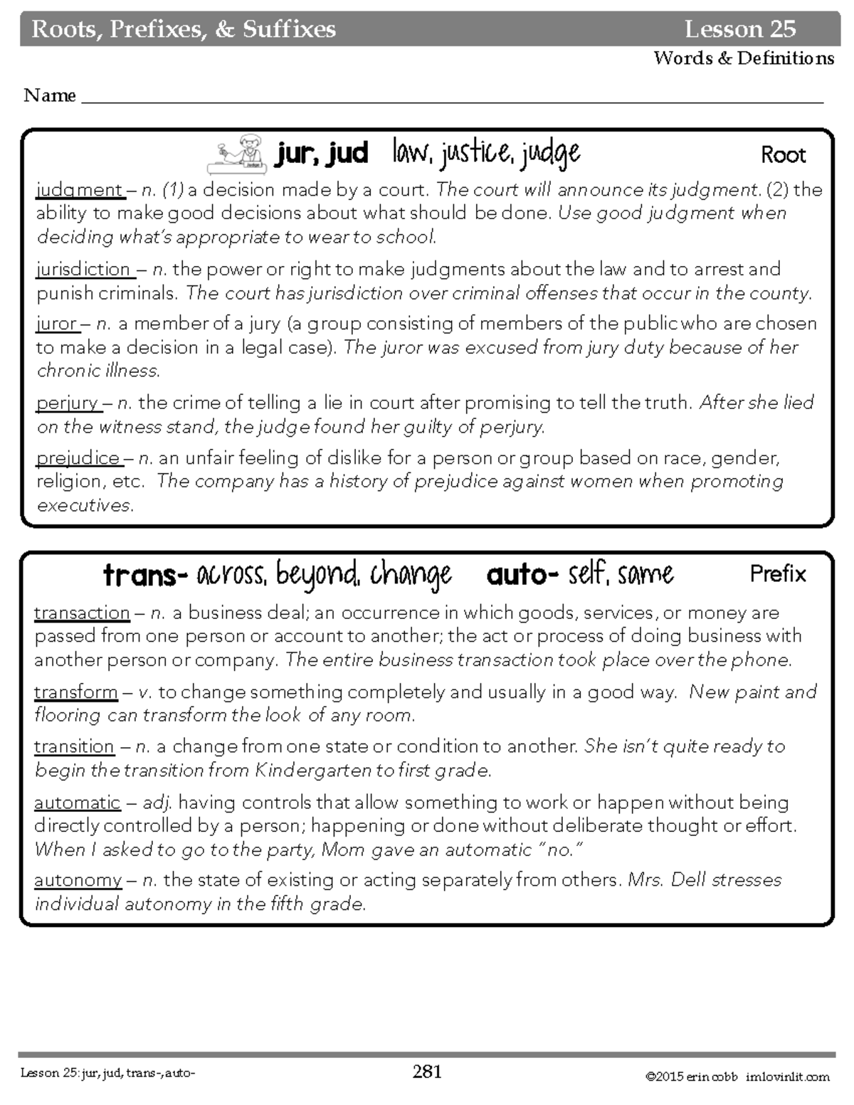 Vocabulary Lesson 25 - Name - Studocu