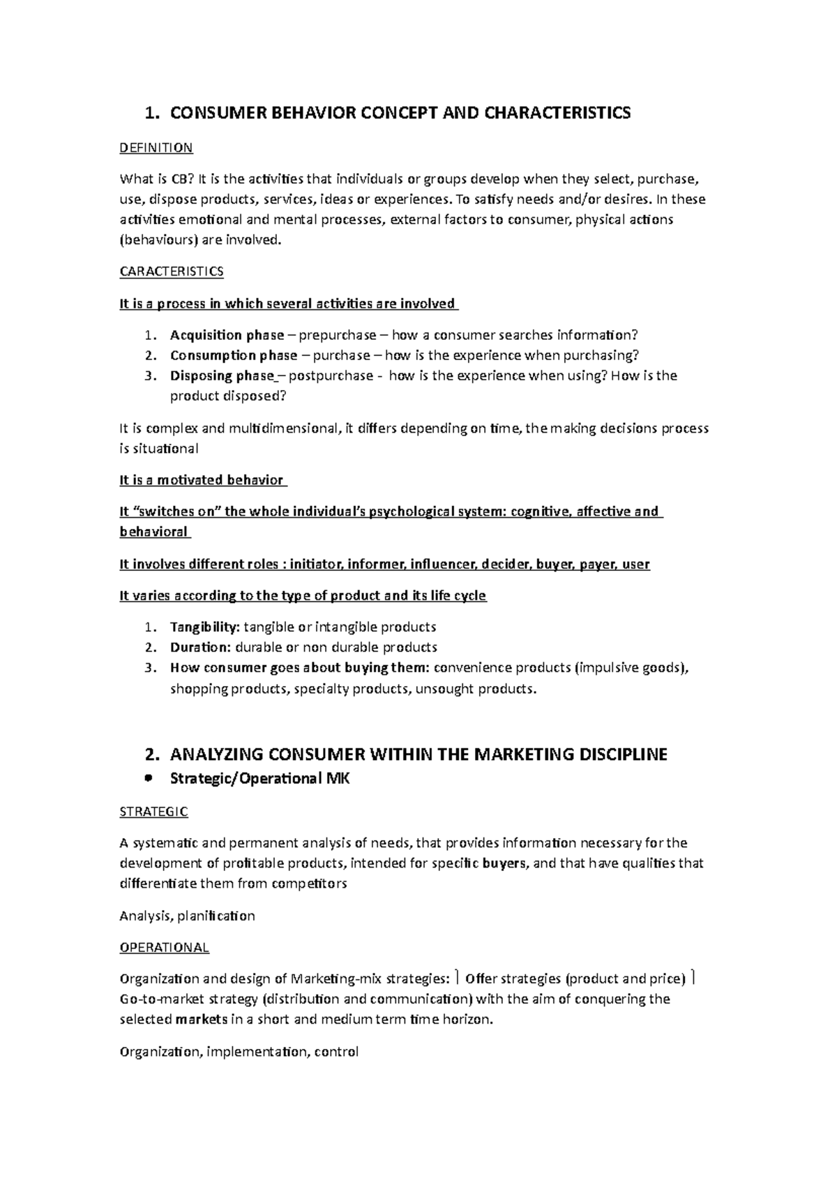 Tema 1 Comportamiento - 1. CONSUMER BEHAVIOR CONCEPT AND ...