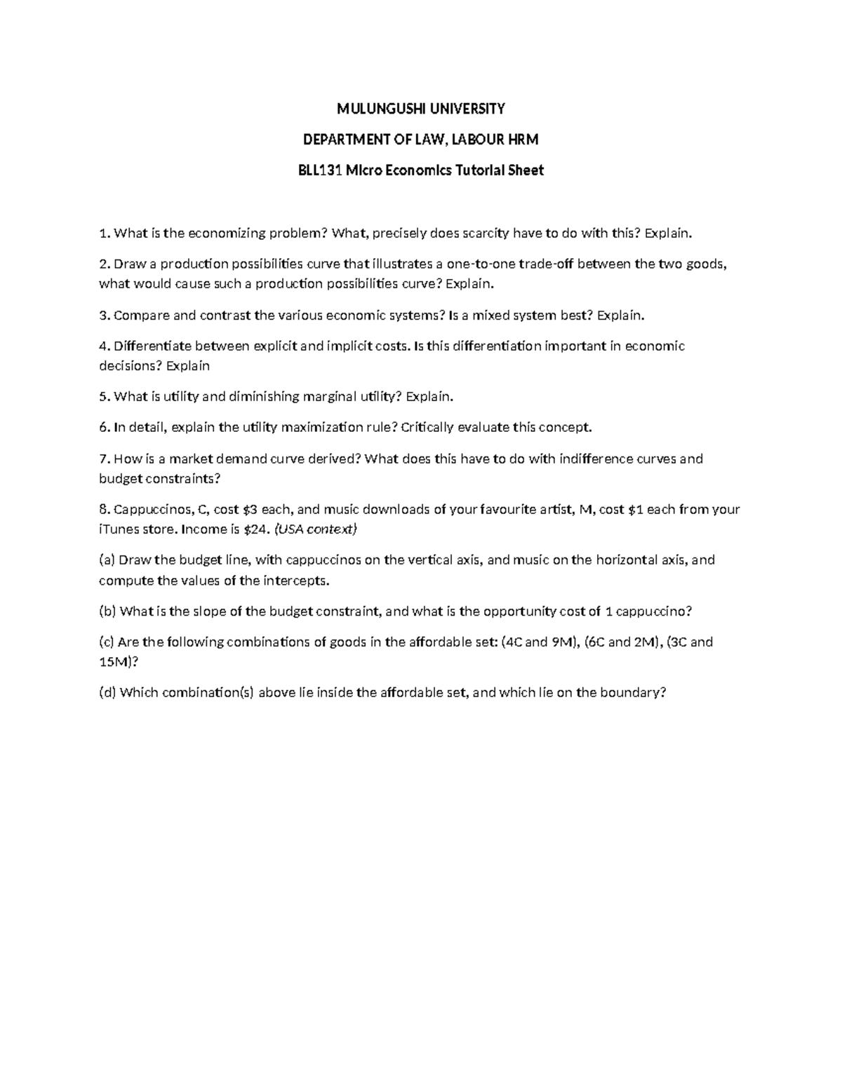 BLL131 tutorial questions - MULUNGUSHI UNIVERSITY DEPARTMENT OF LAW ...