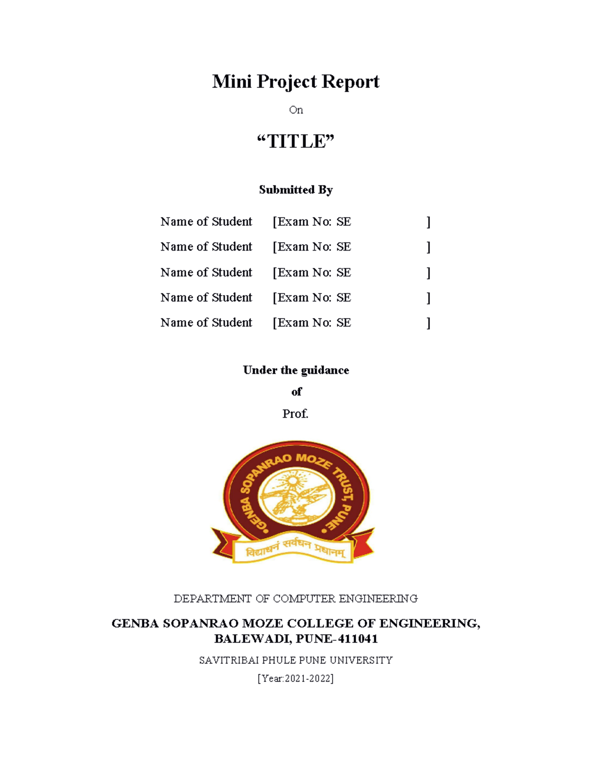Mini Proj Report formatMini project format - Mini Project Report On ...