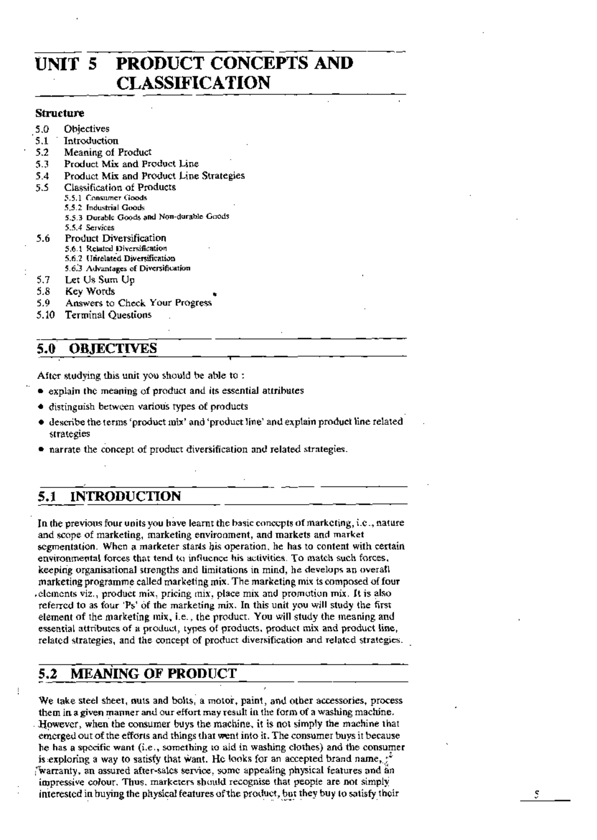 Product-mix - Used it for assignment - UNIT 5 -PRODUCTCONCEPTS AND CLASSIFICATION 5 Objectives 5 ...