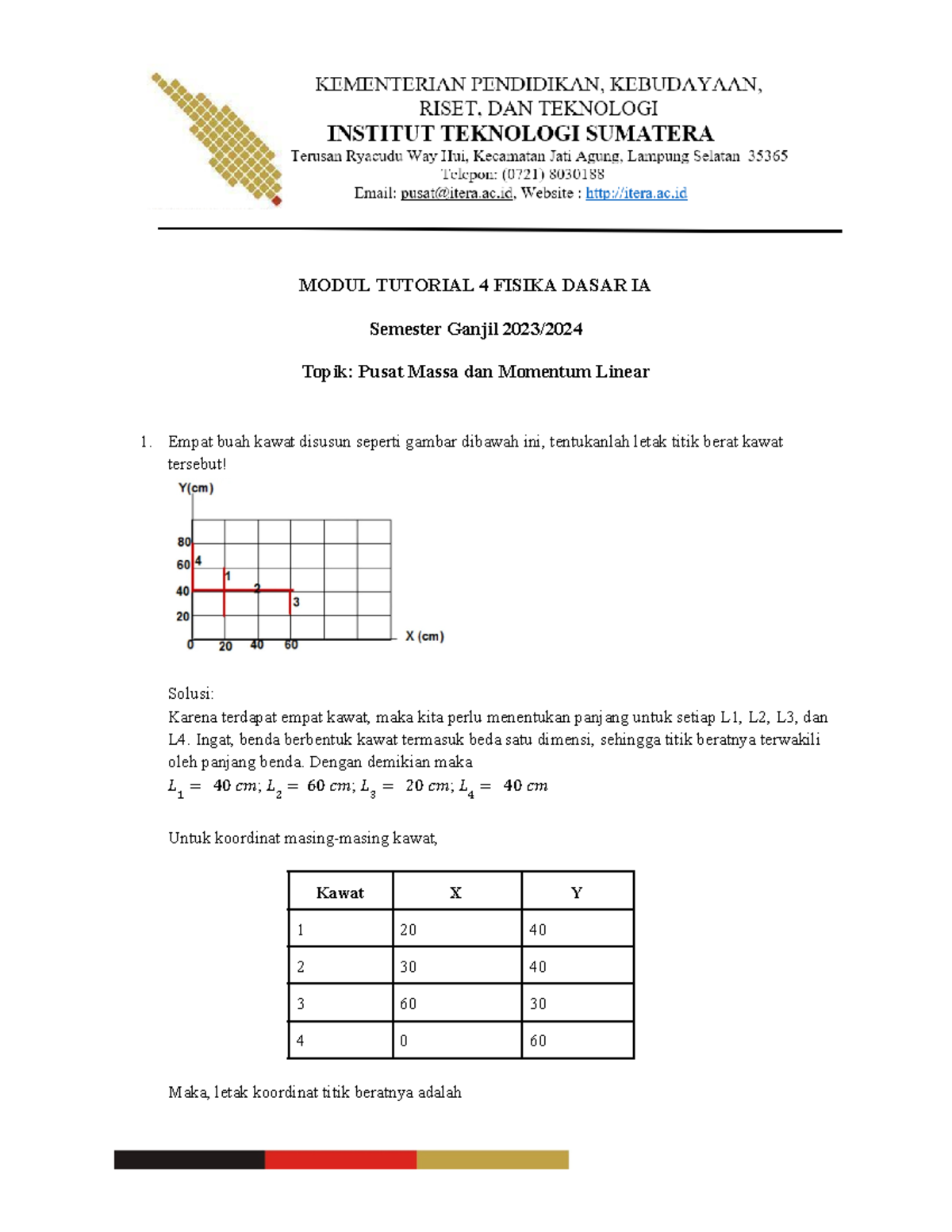 Soal Tutorial 4 - Fisdas 1A - MODUL TUTORIAL 4 FISIKA DASAR IA Semester Ganjil 2023/ Topik ...