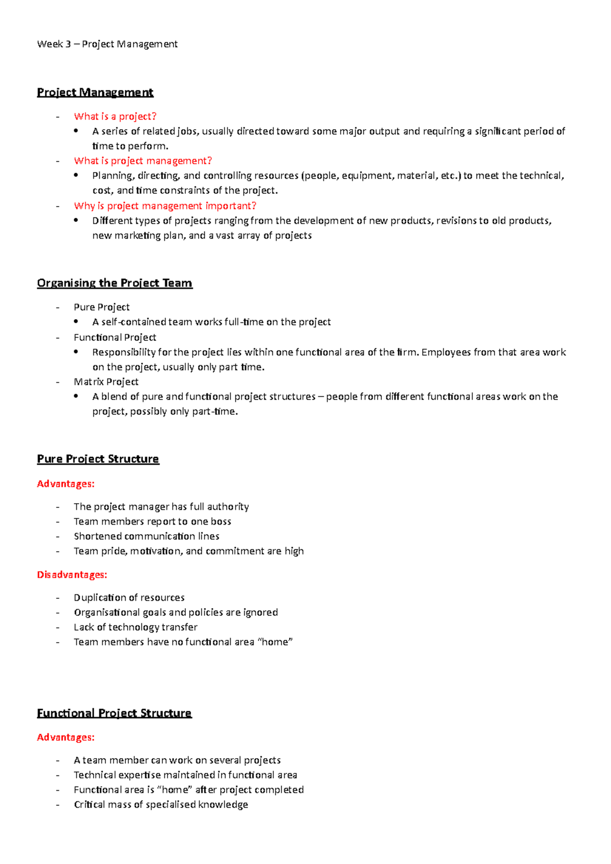 Week 3 Lecture - Project Management - Week 3 – Project Management ...