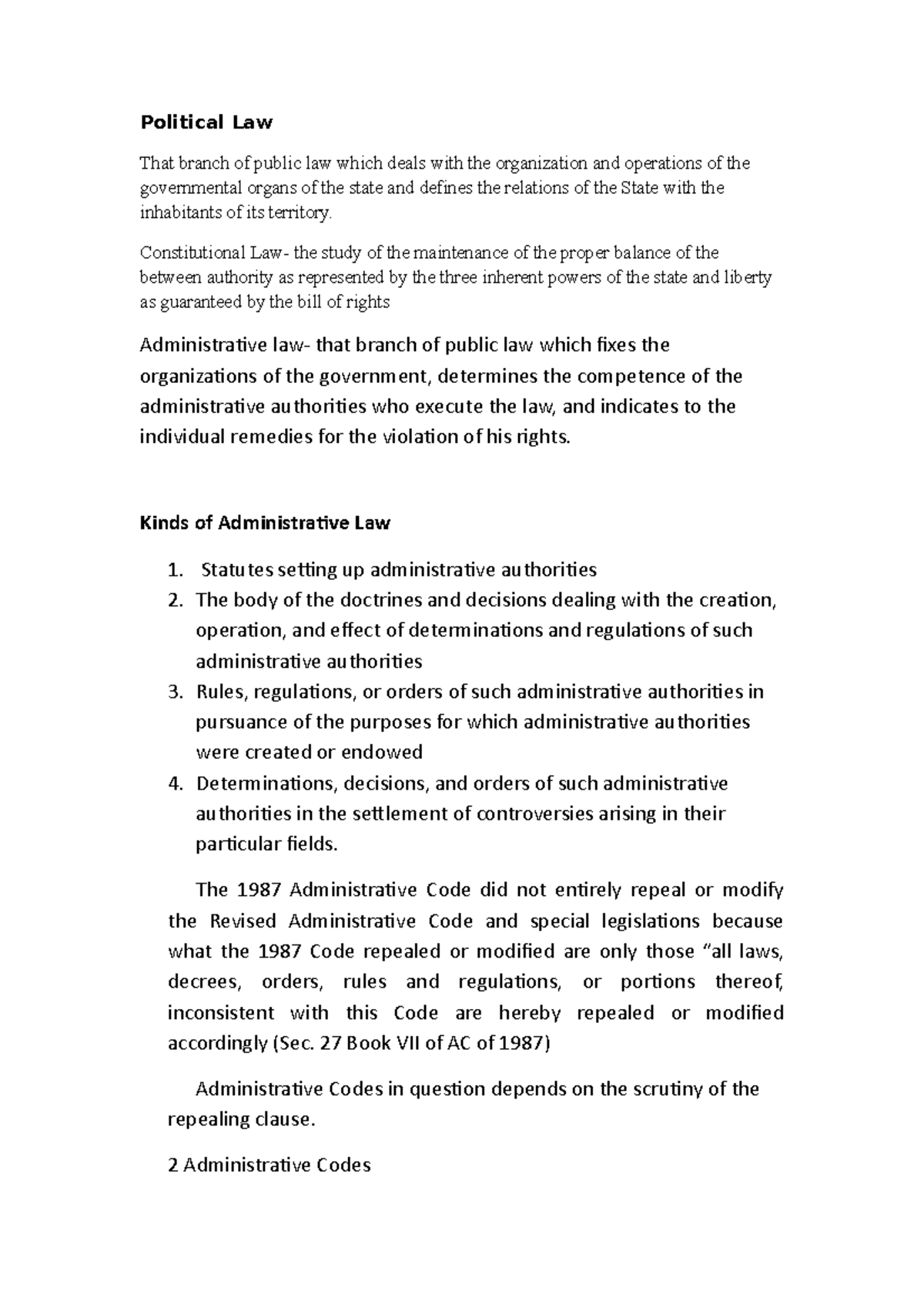 Political Law - aaaaaaaa - Political Law That branch of public law ...