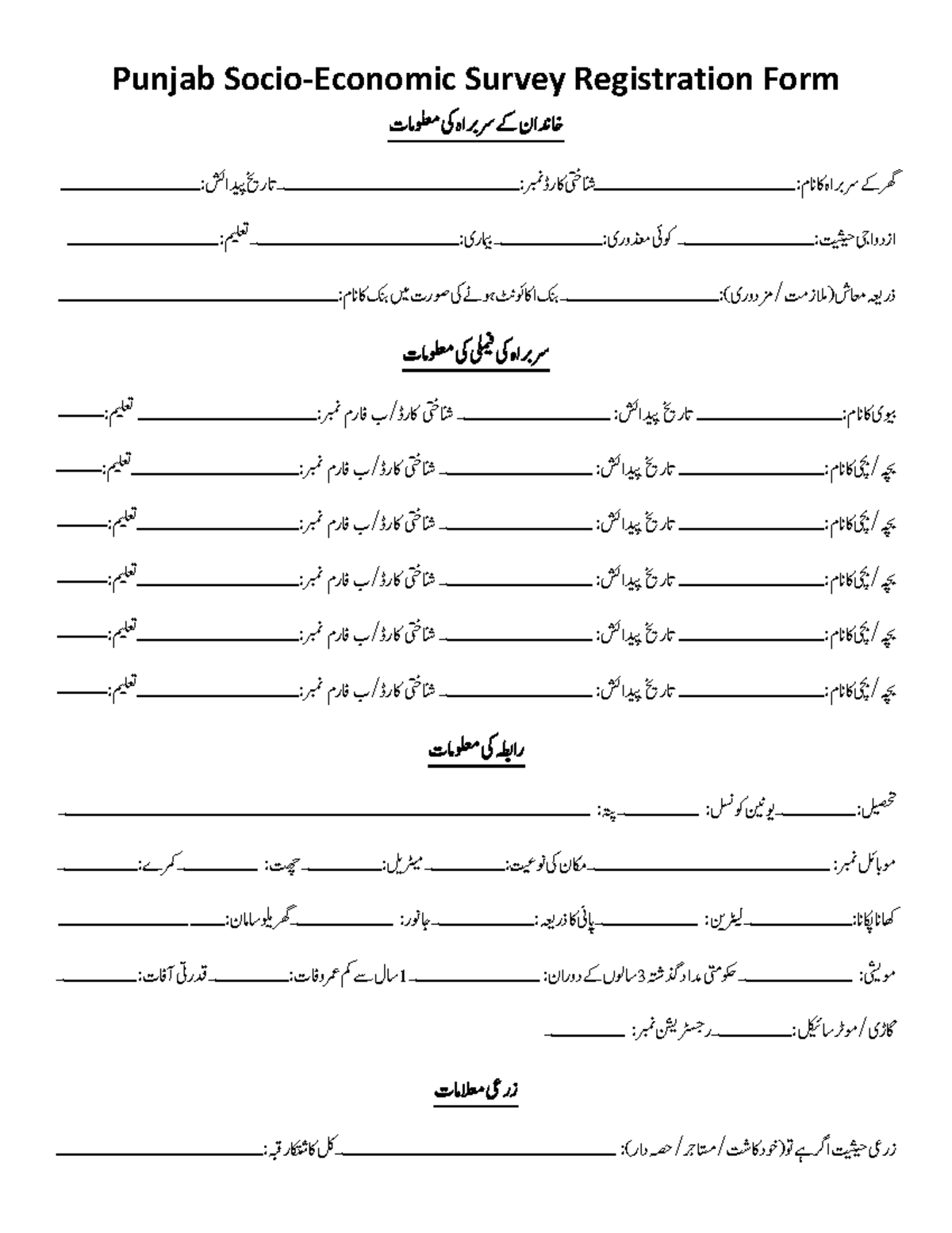 Survey Application Form - Punjab Socio-Economic Survey Registration ...