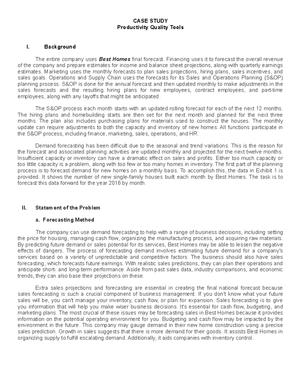 Ramsey Case 4 Productivity, Quality, and Tools - CASE STUDY Productivity Quality Tools I ...