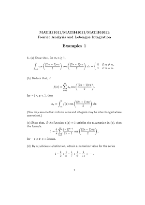 Sol1 - Lebesgue integration and Fourier analysis - Problem 1 solution - - Studocu