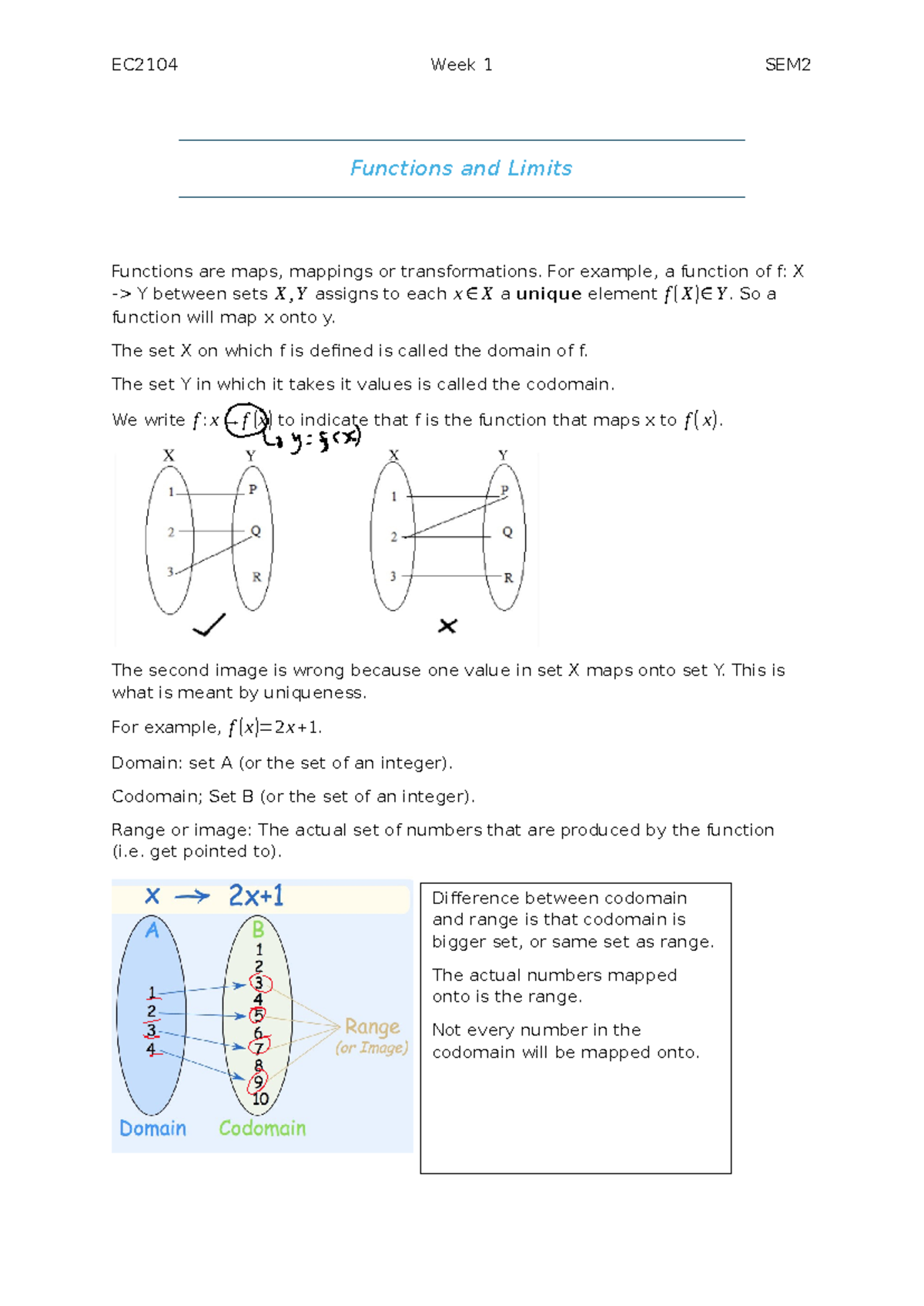 Lecture 1 - Introductory Lecture - Functions and Limits Functions are ...