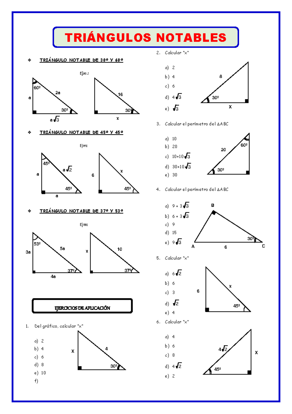 Triangulos-Notables- TRIÁNGULOS NOTABLES TRIÁNGULO NOTABLE DE 30º Y 60º ...