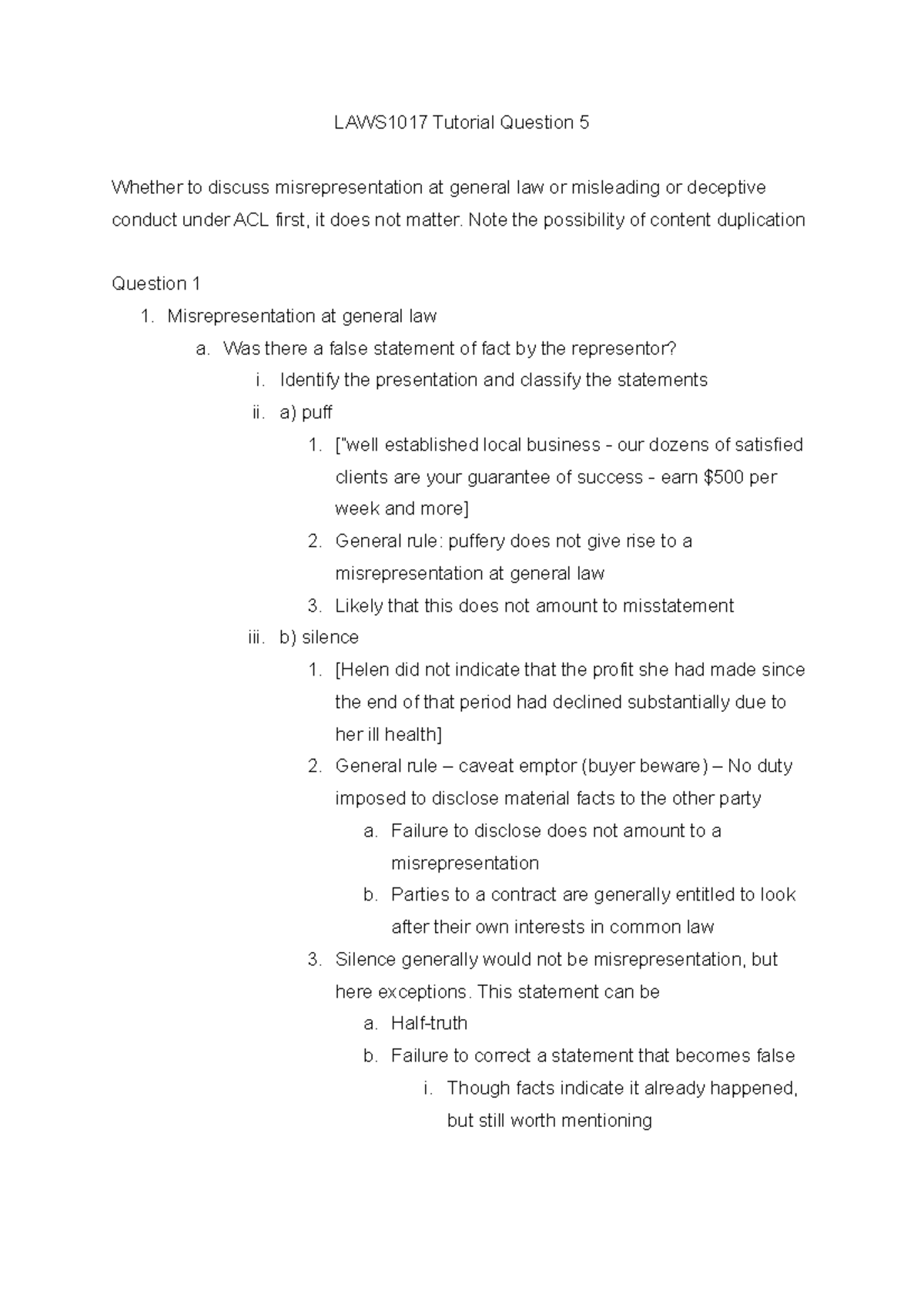 Tutorial Question 5 LAWS1017 TC2 - LAWS1017 Tutorial Question 5 Whether ...