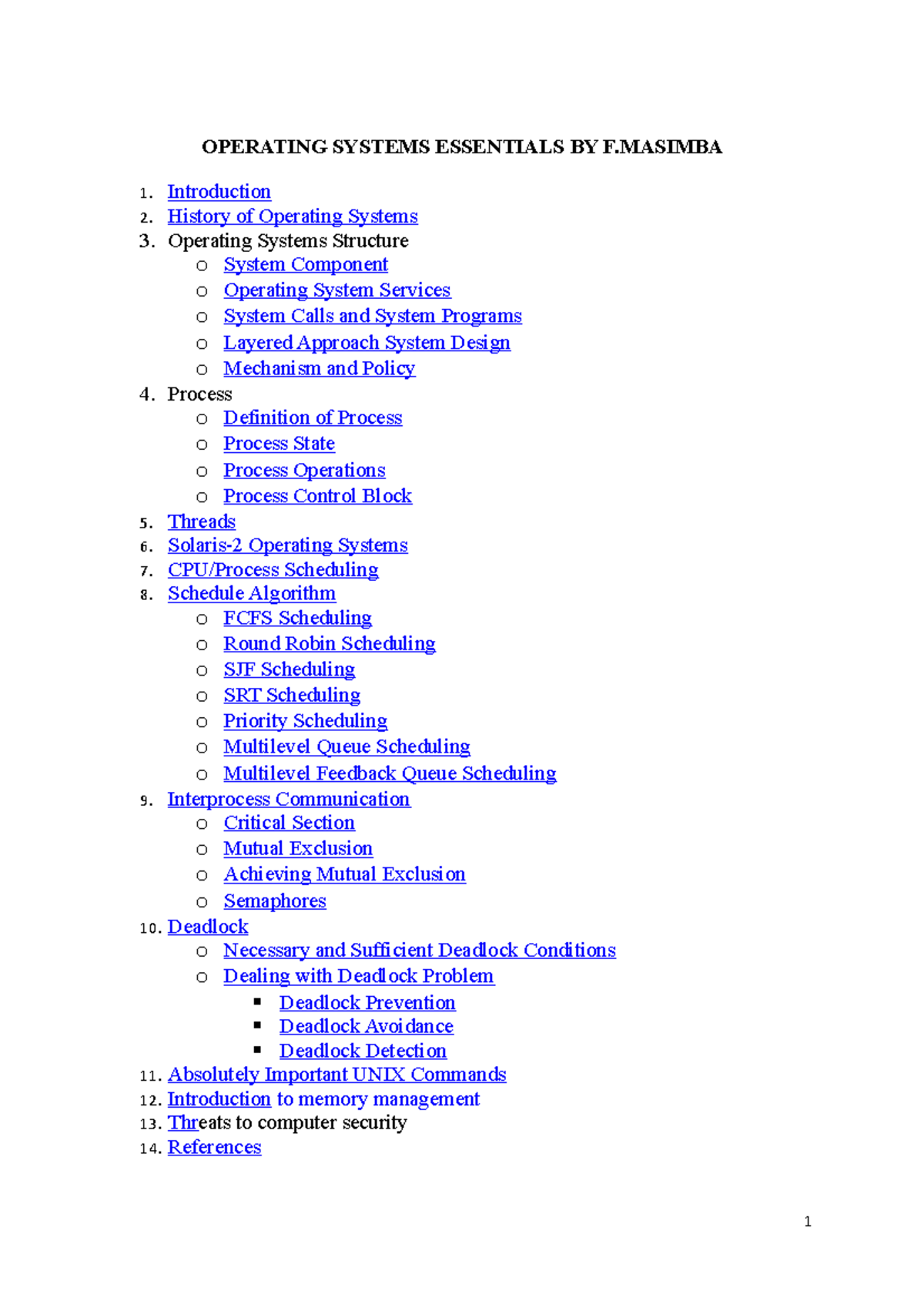 OS Handout - os notes - OPERATING SYSTEMS ESSENTIALS BY F 1 ...