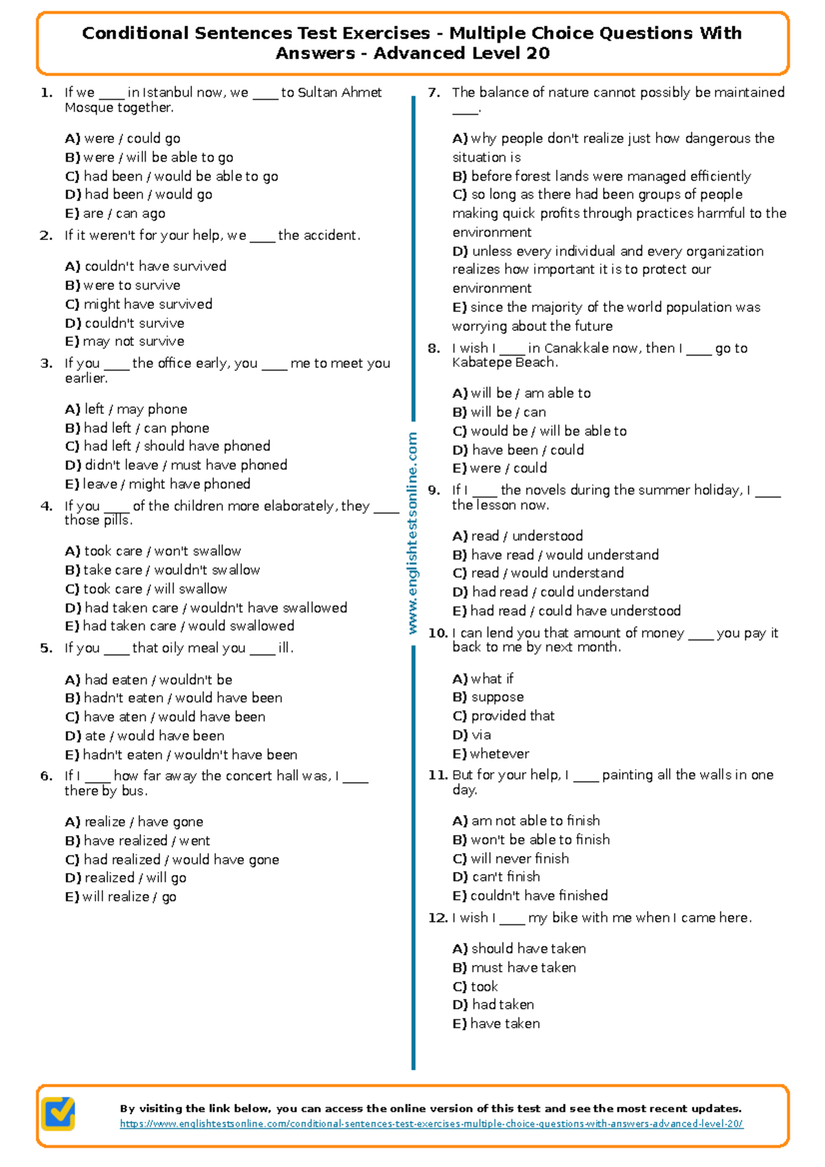 519 conditional-sentences-test-exercises-multiple-choice-questions-with ...