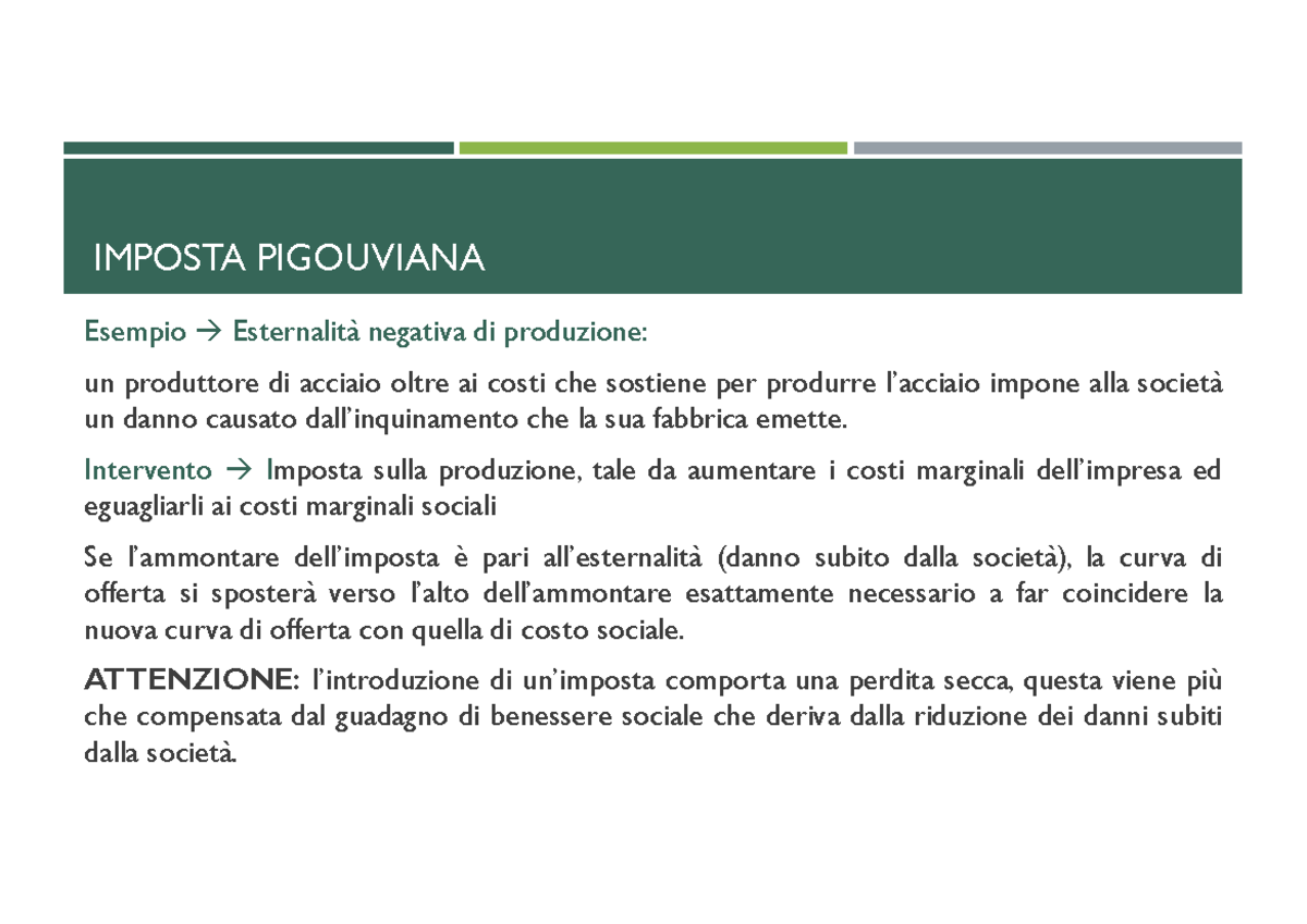 L5 - Slide - IMPOSTA PIGOUVIANA Esempio Esternalità negativa di ...