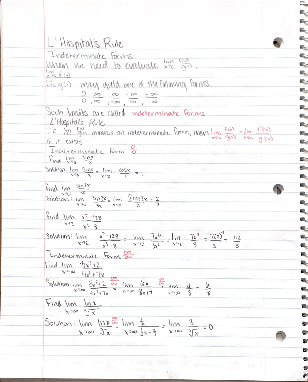 L'Hospital's Rule - L'Hospital's Rule lecture notes - Rule ...