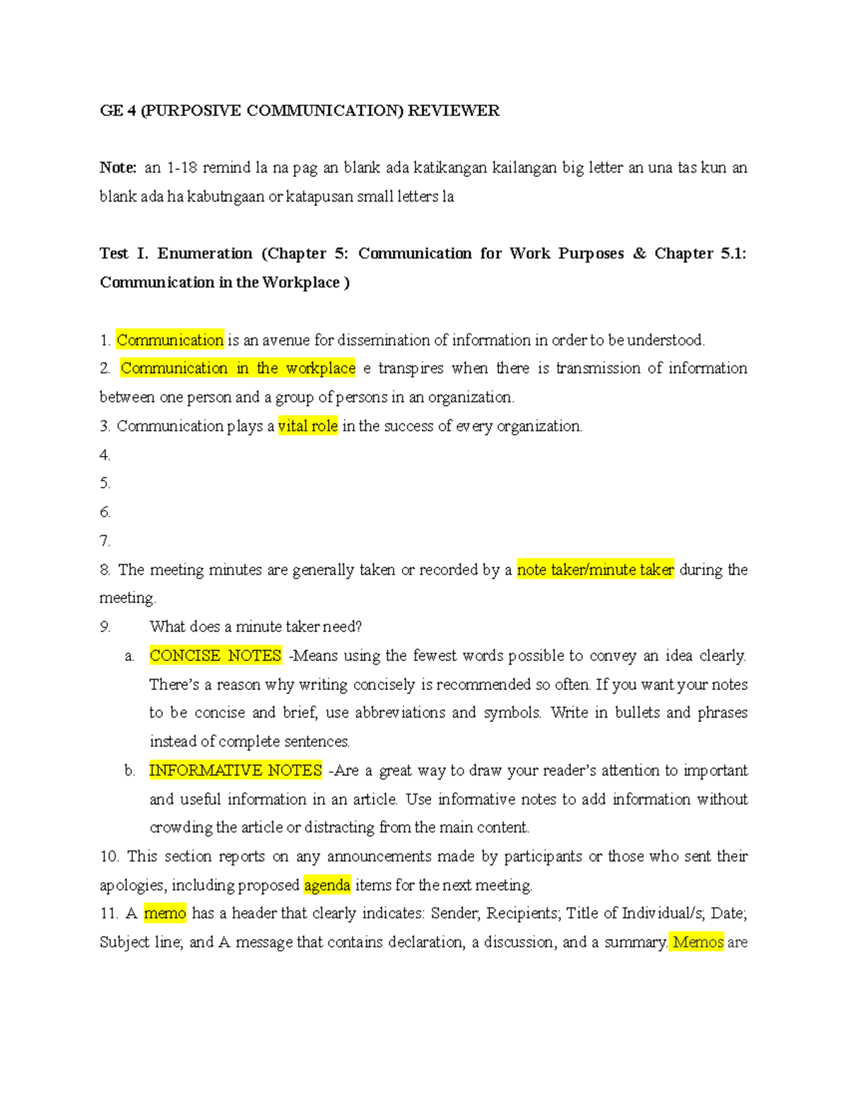 GE 4 Purposive Communication Reviewer - GE 4 (PURPOSIVE COMMUNICATION ...