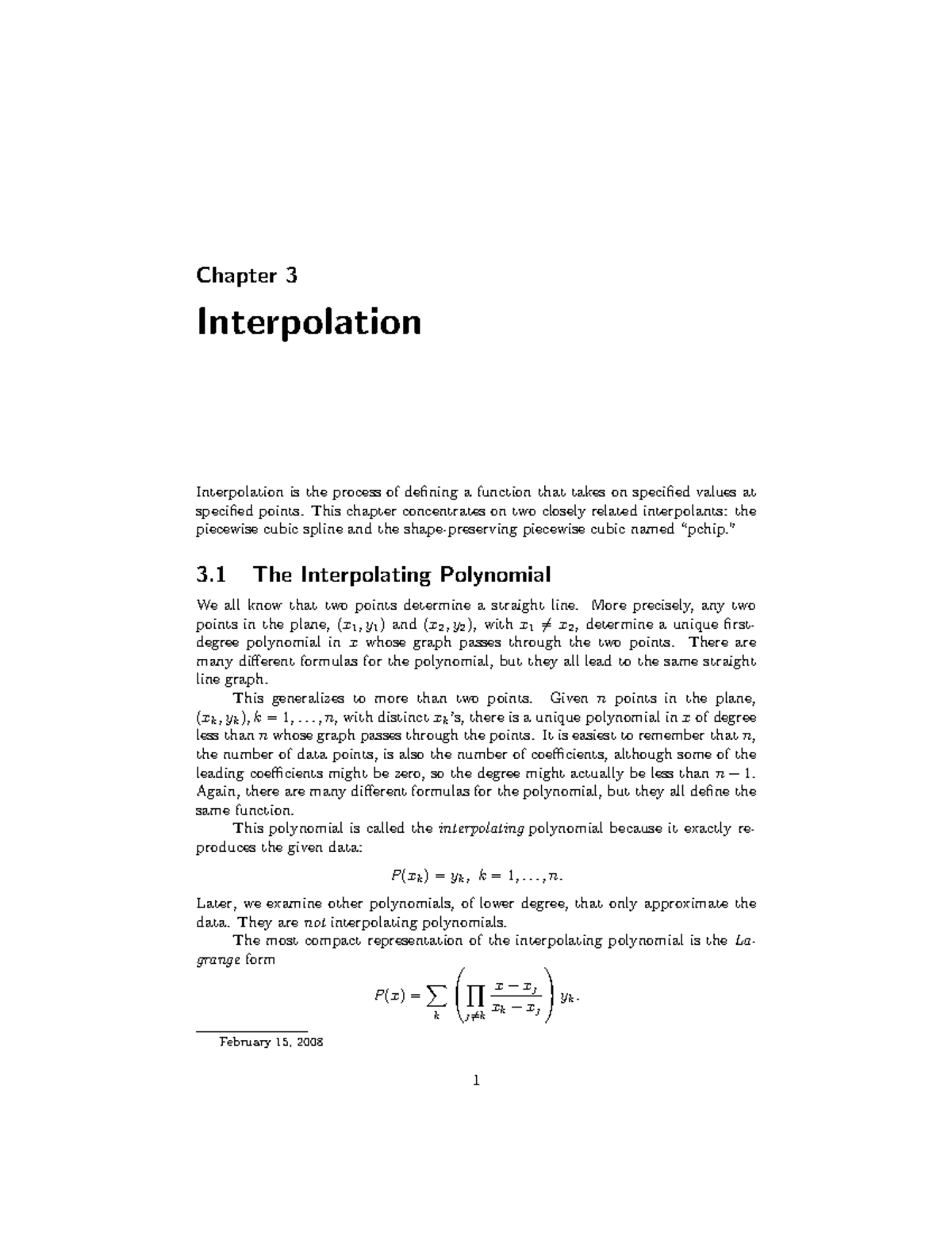 Interpolation In Numerical Methods For Engineers Chapter 3