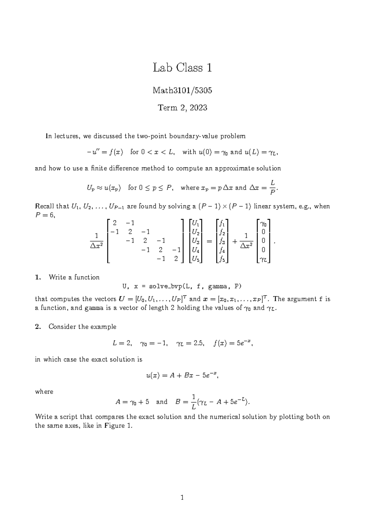 Week 2 Lab - practice material - Lab Class 1 Math3101/ Term 2, 2023 In ...