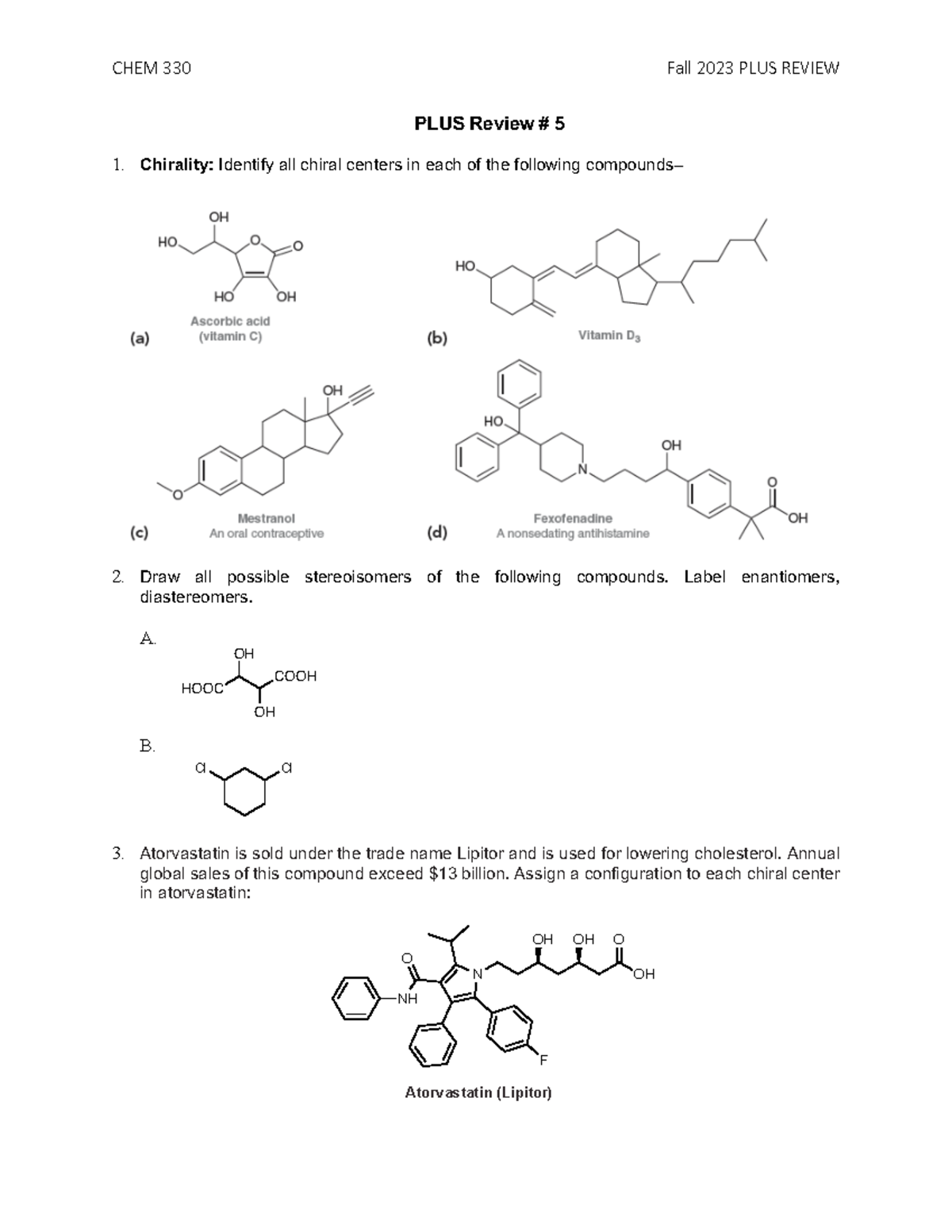 FA23+PLUS+Review+5 - From benson - CHEM 330 Fall 20 23 PLUS REVIEW PLUS ...