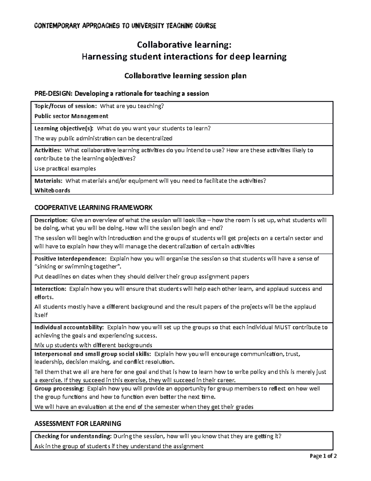 Collaborative learning session plan D. Roebijat - Collaborative ...