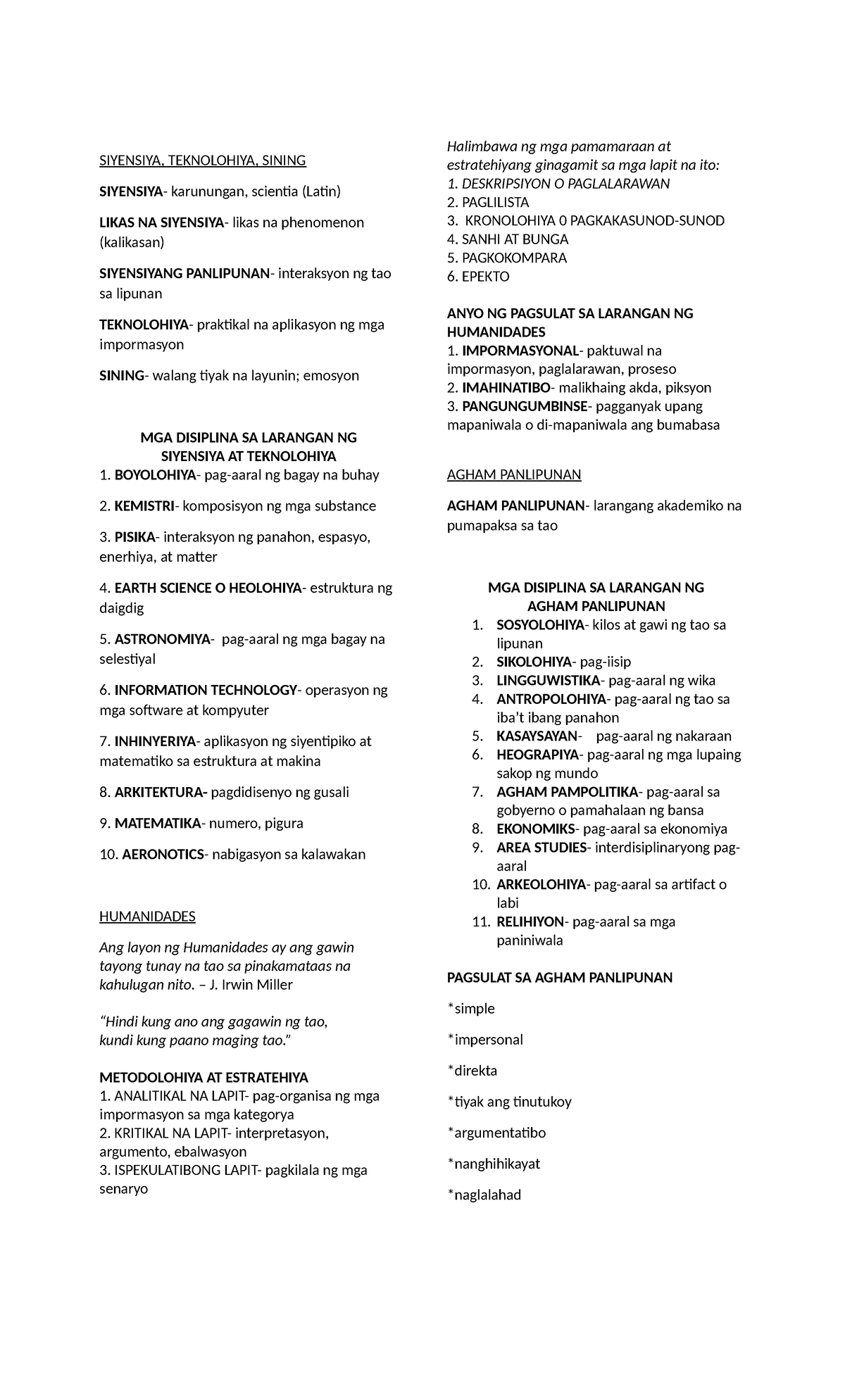 Siyensiya - SIYENSIYA, TEKNOLOHIYA, SINING SIYENSIYA- karunungan, scientia (Latin) LIKAS NA ...