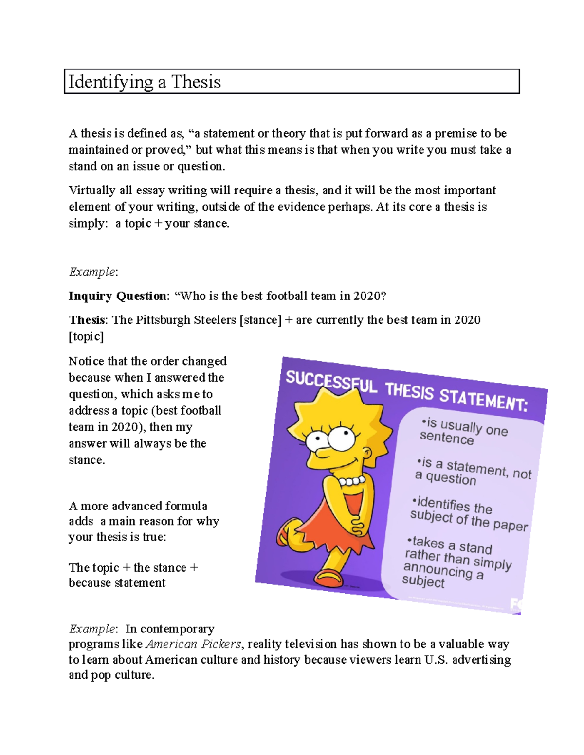 Identifying the Thesis - Identifying a Thesis A thesis is defined as ...