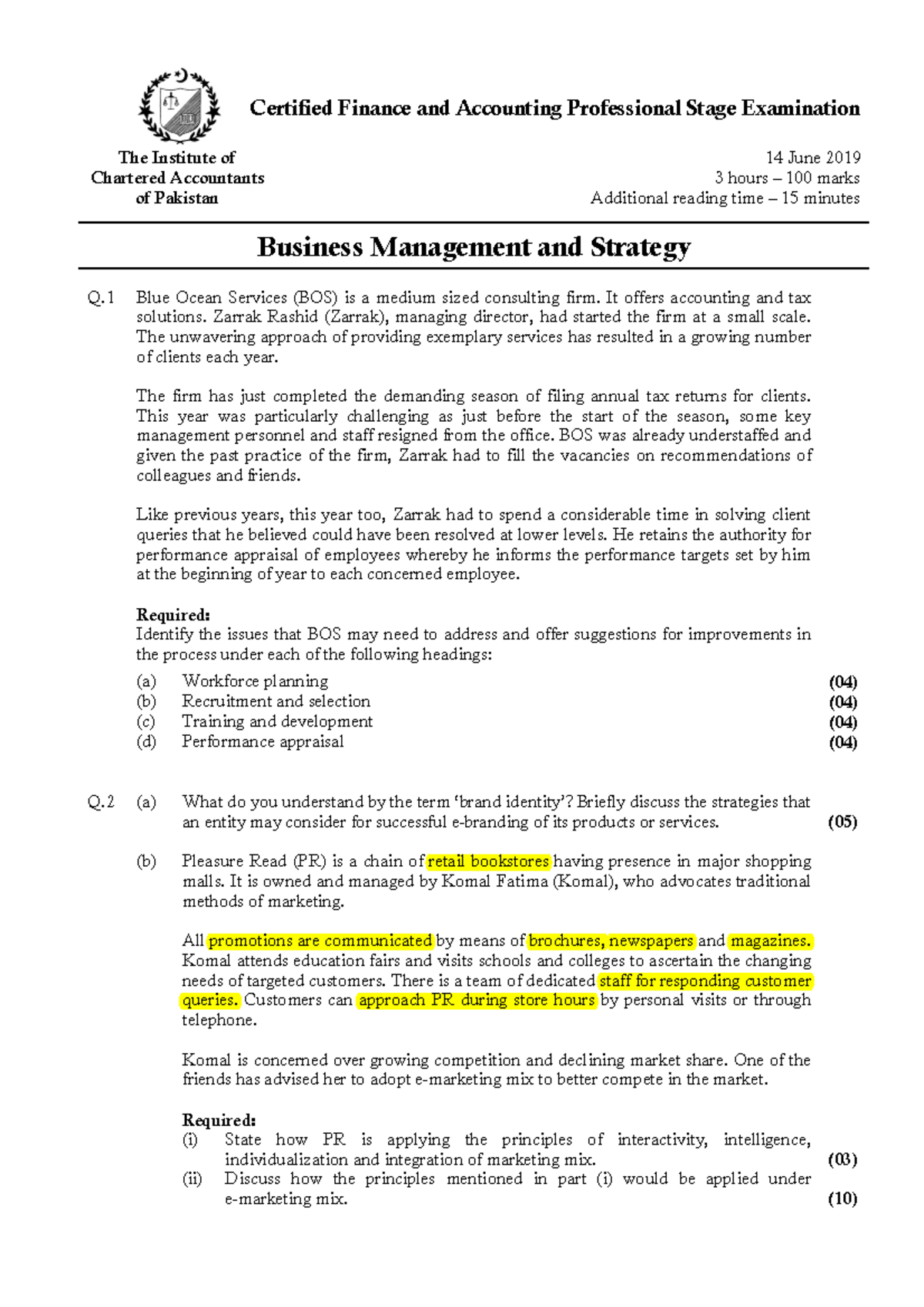 SPM Past Papers - Certified Finance and Accounting Professional Stage ...