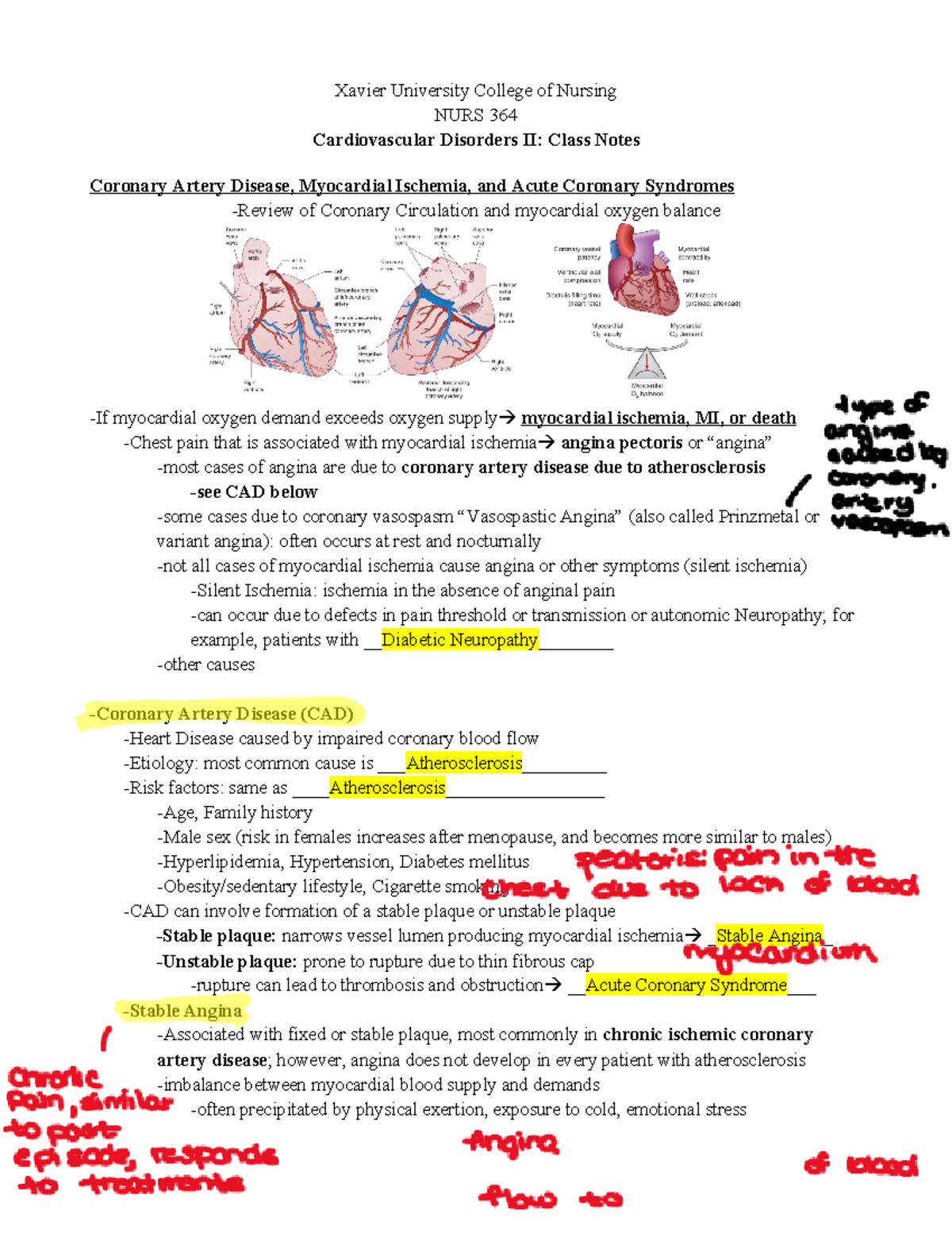 Cardiovascular+Disorders+II+class+notes+2020+ Answers - Xavier ...
