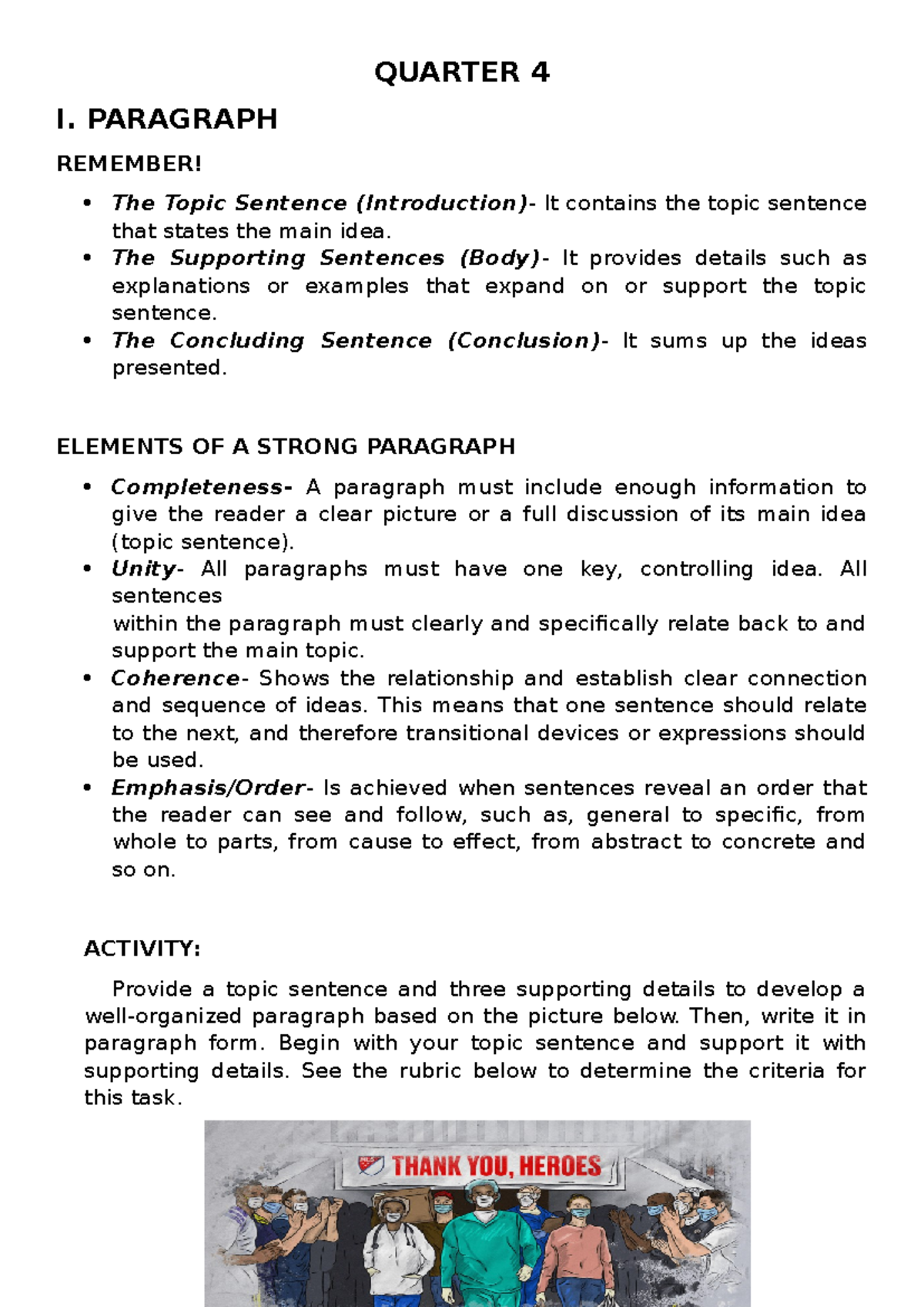 Grade-8- Material - jfjdwuocnfiue - QUARTER 4 I. PARAGRAPH REMEMBER ...