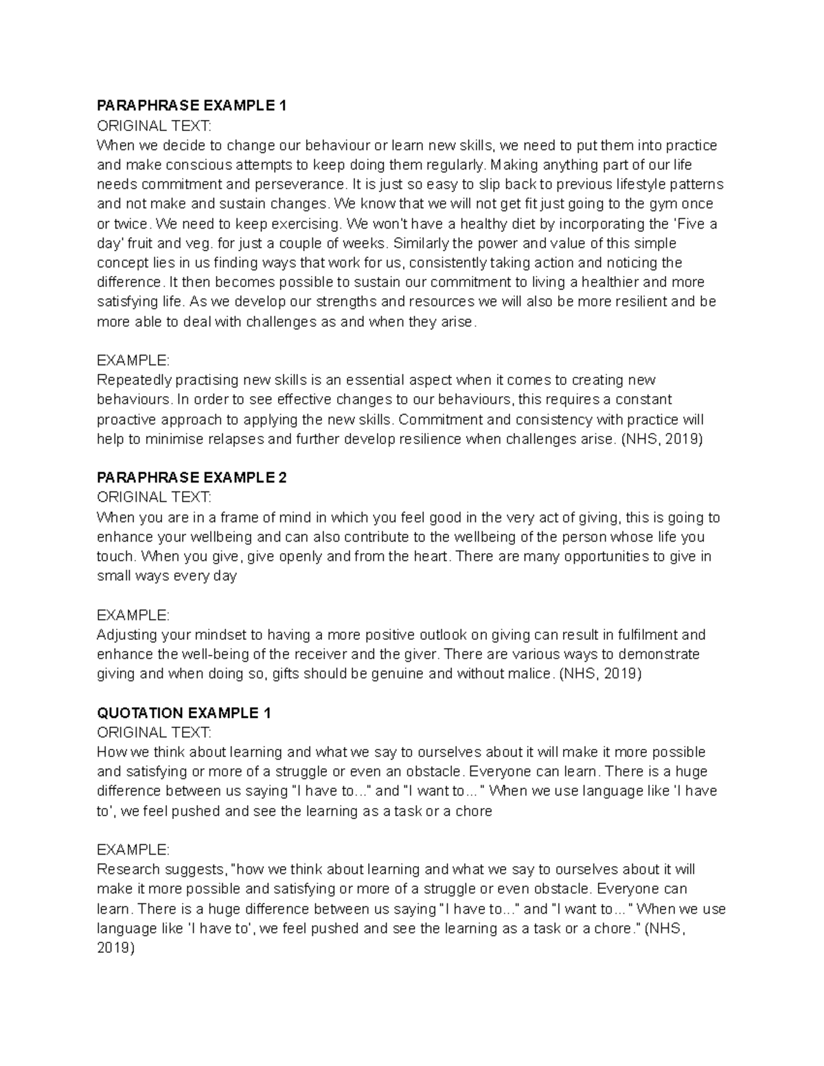 Question 1- paraphrasing, quotations and referencing - PARAPHRASE ...