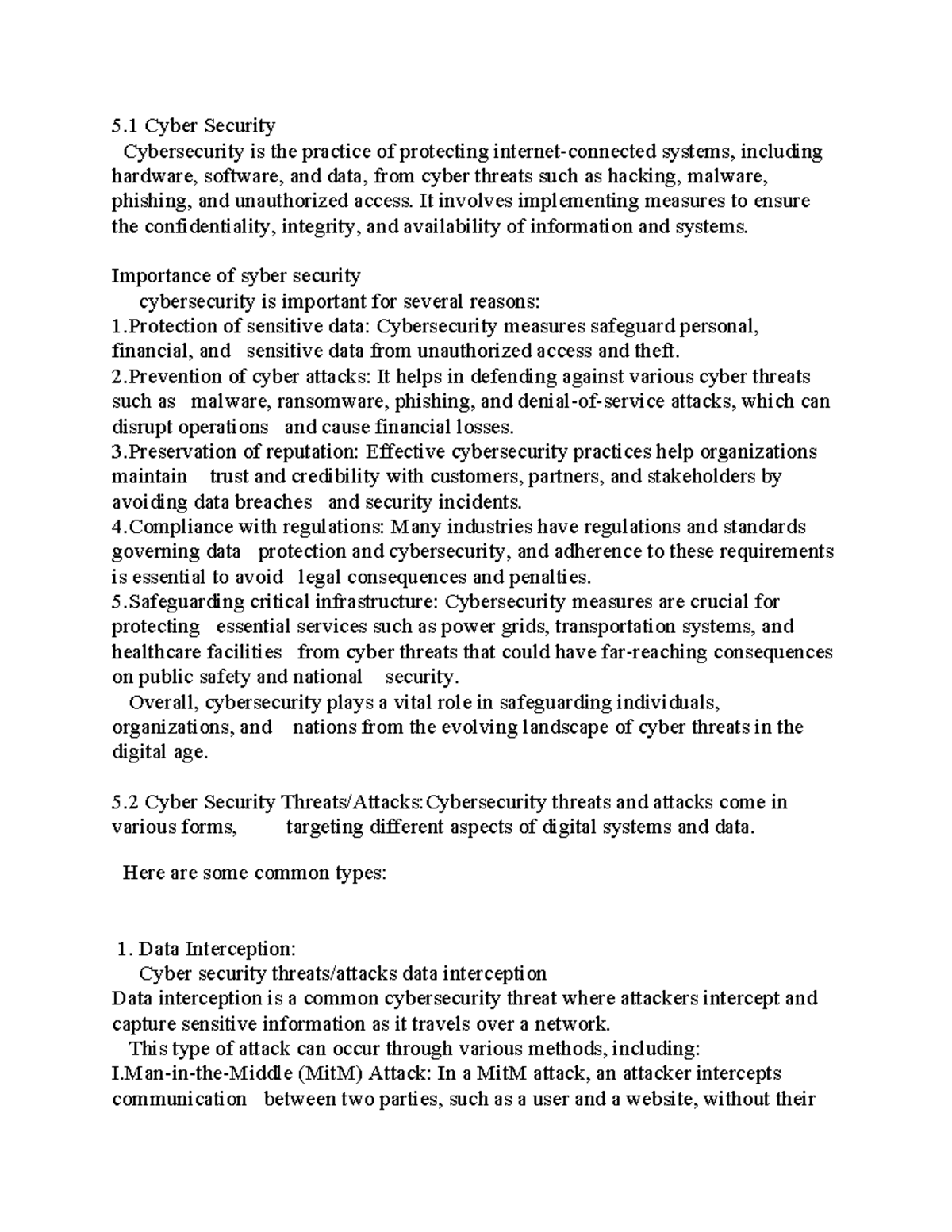 Chapter 5 - 5 Cyber Security Cybersecurity is the practice of ...