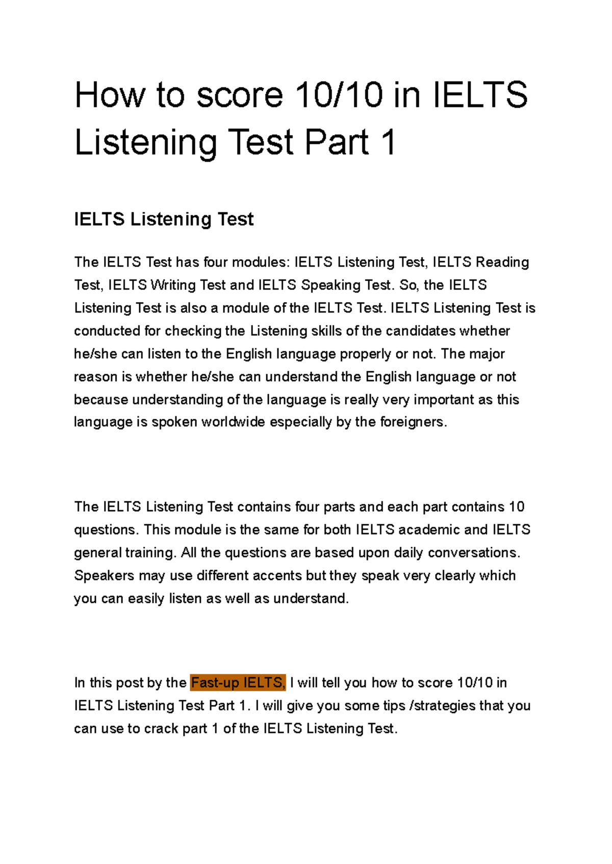 How to score 10 10 in Ielts Listening Test Part 1 - How to score 10/10 ...