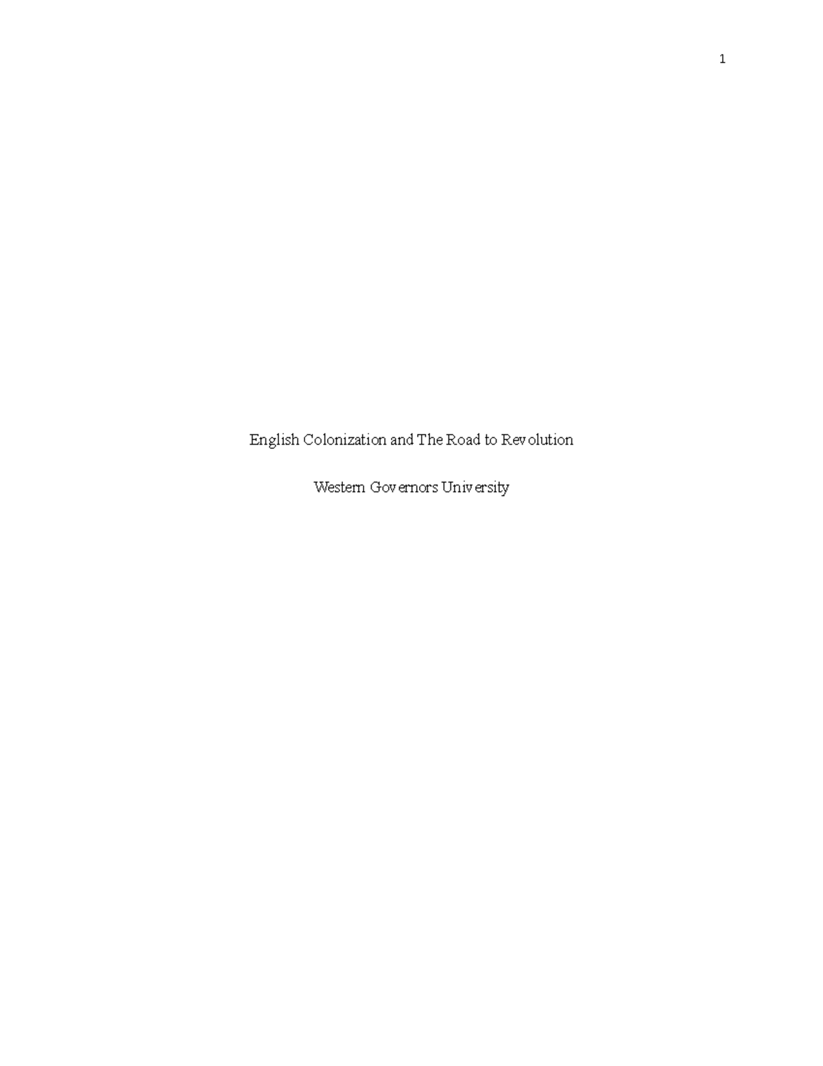 C121 Task 1 - Road to Colonization - English Colonization and The Road ...