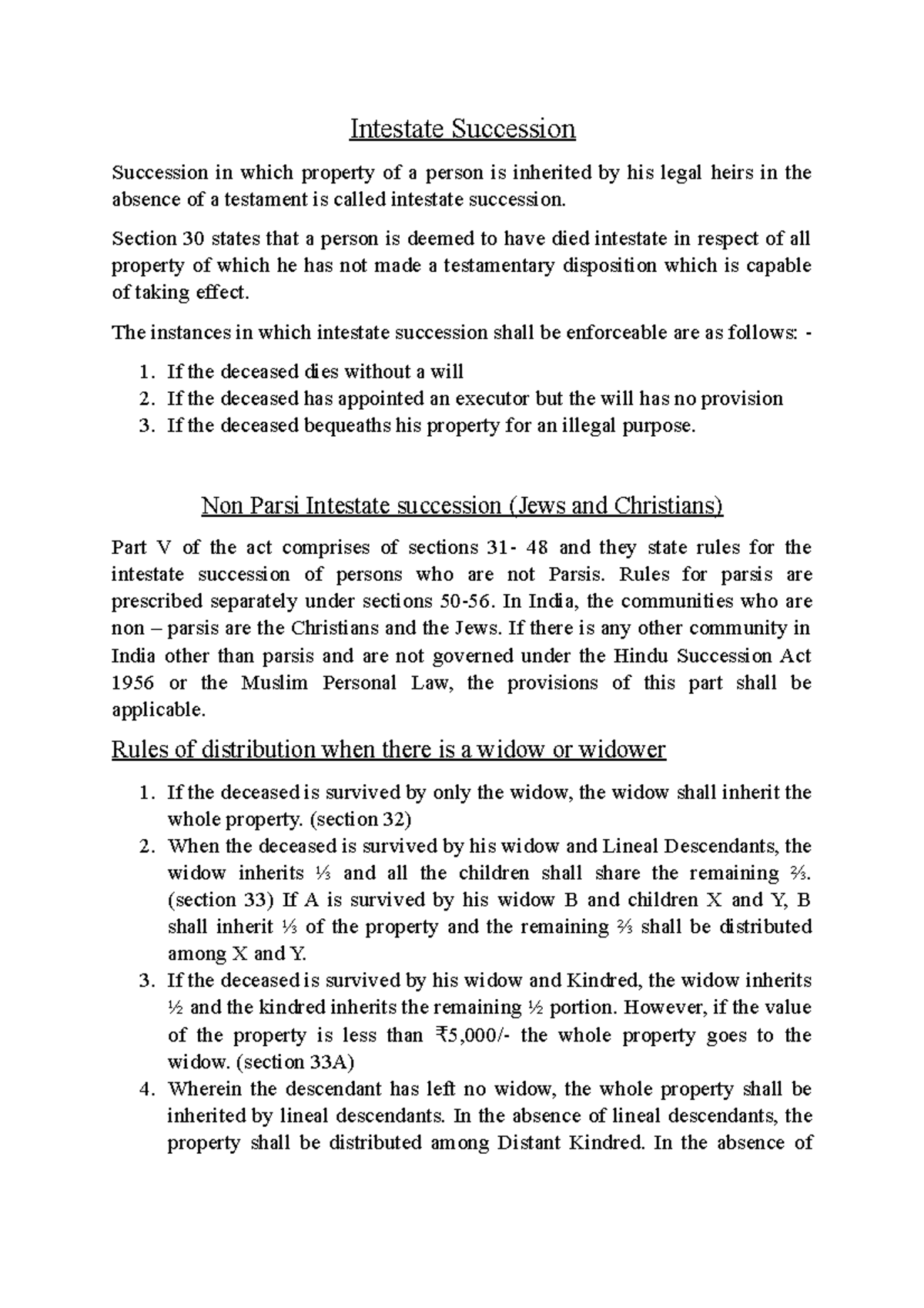 Intestate Succession - Intestate Succession Succession in which ...