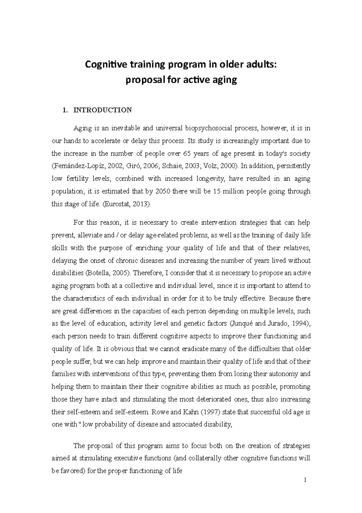 Cognitive training program in older adults proposal for active aging ...