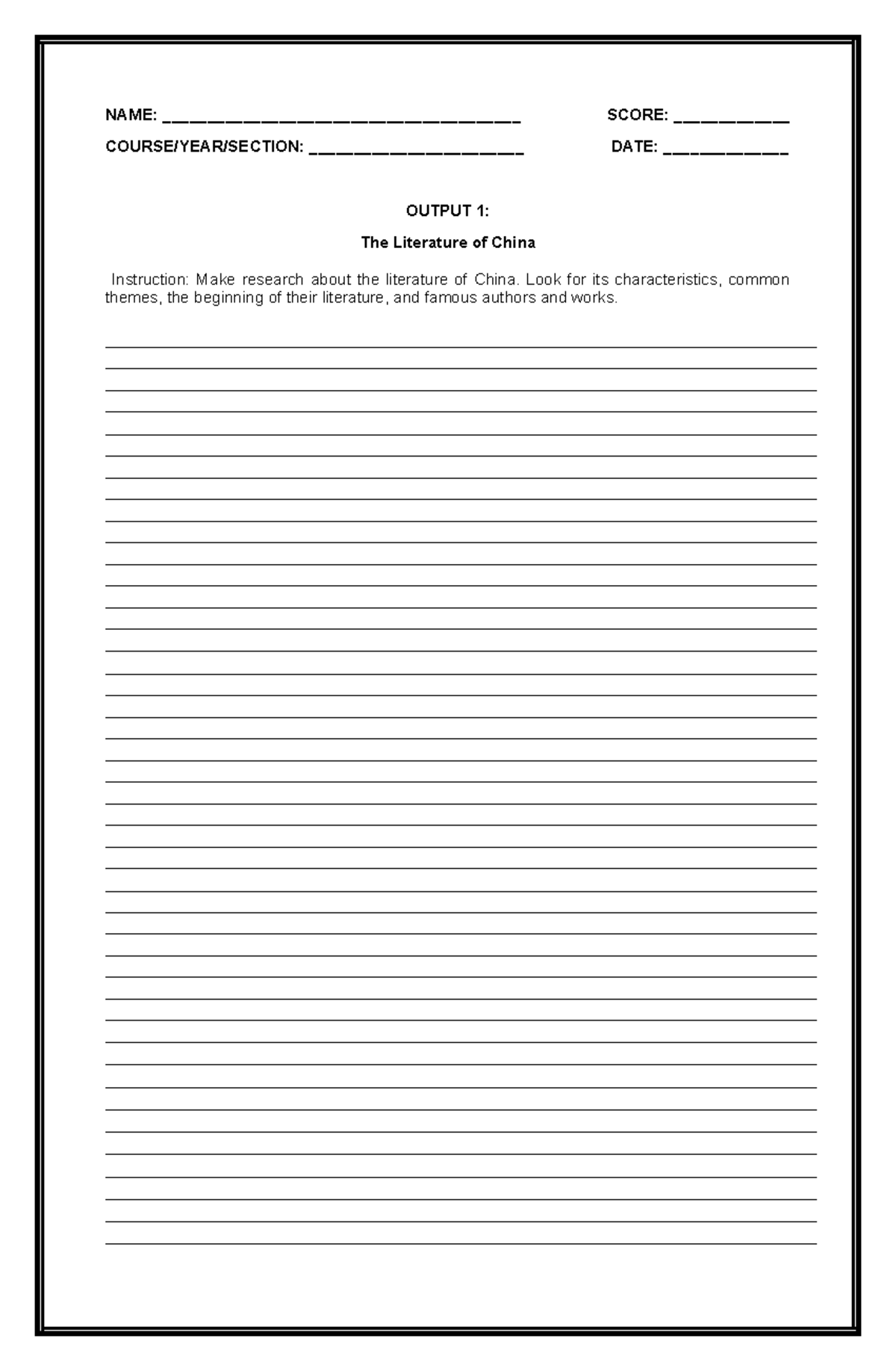 Analysis 1 - Presentation for LIT 105. - General Education - NAME ...