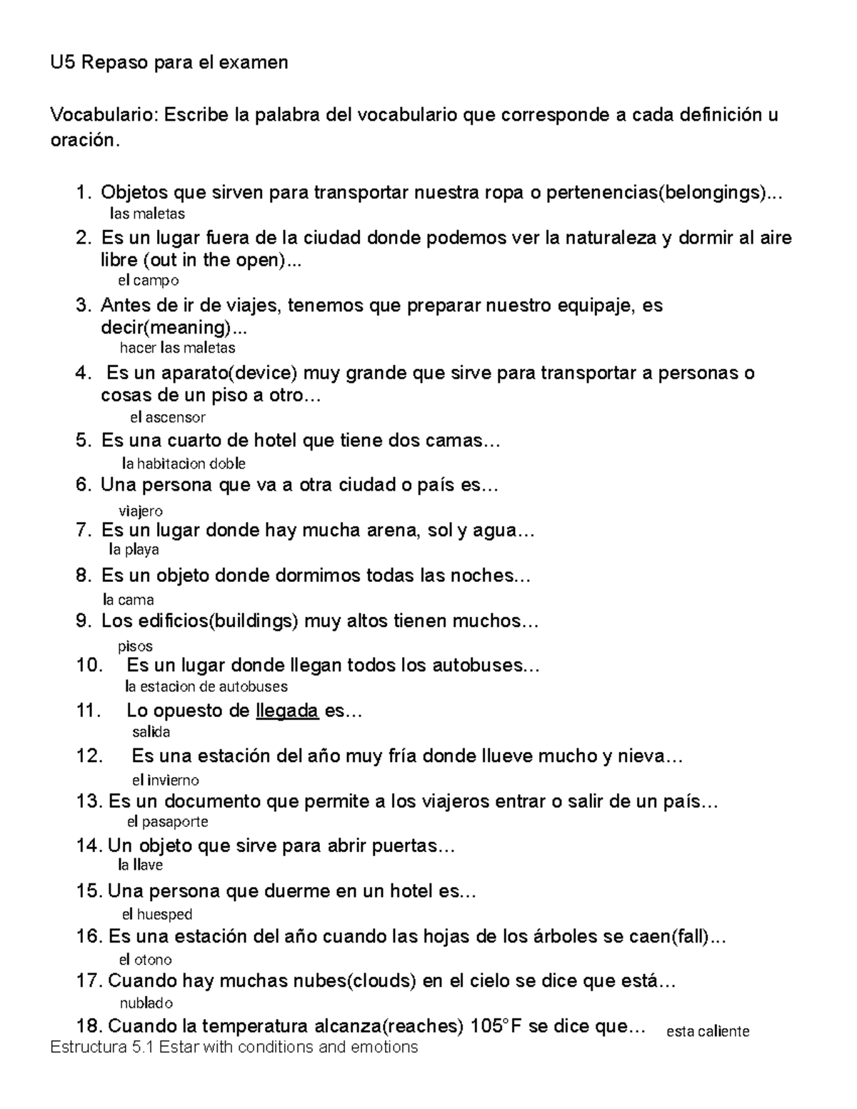Kami+Export+-+U5+Repaso+para+el+examen+(1)+ - U5 Repaso para el examen Vocabulario: Escribe la ...