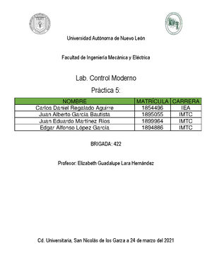 Practica 8-Lab control moderno - Control Moderno Y Laboratorio - Studocu