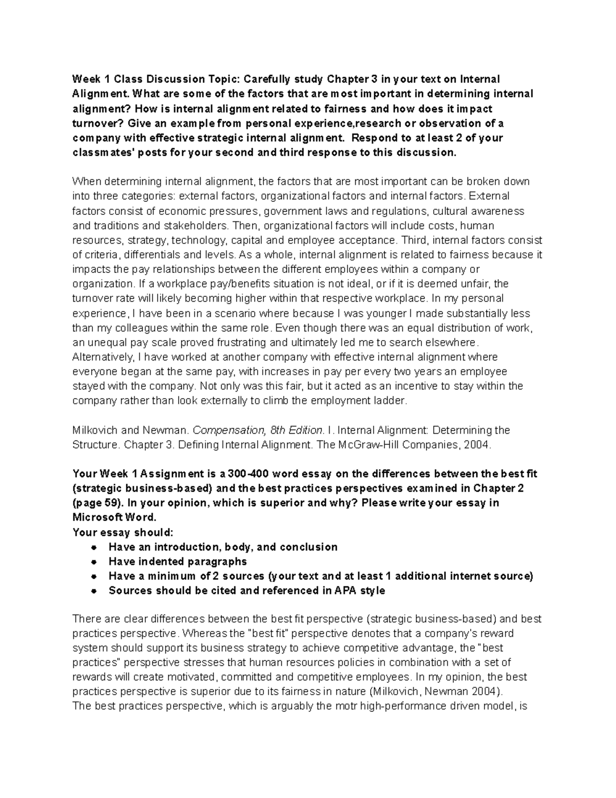 Week 1 Discussion - Week 1 Class Discussion Topic: Carefully study ...