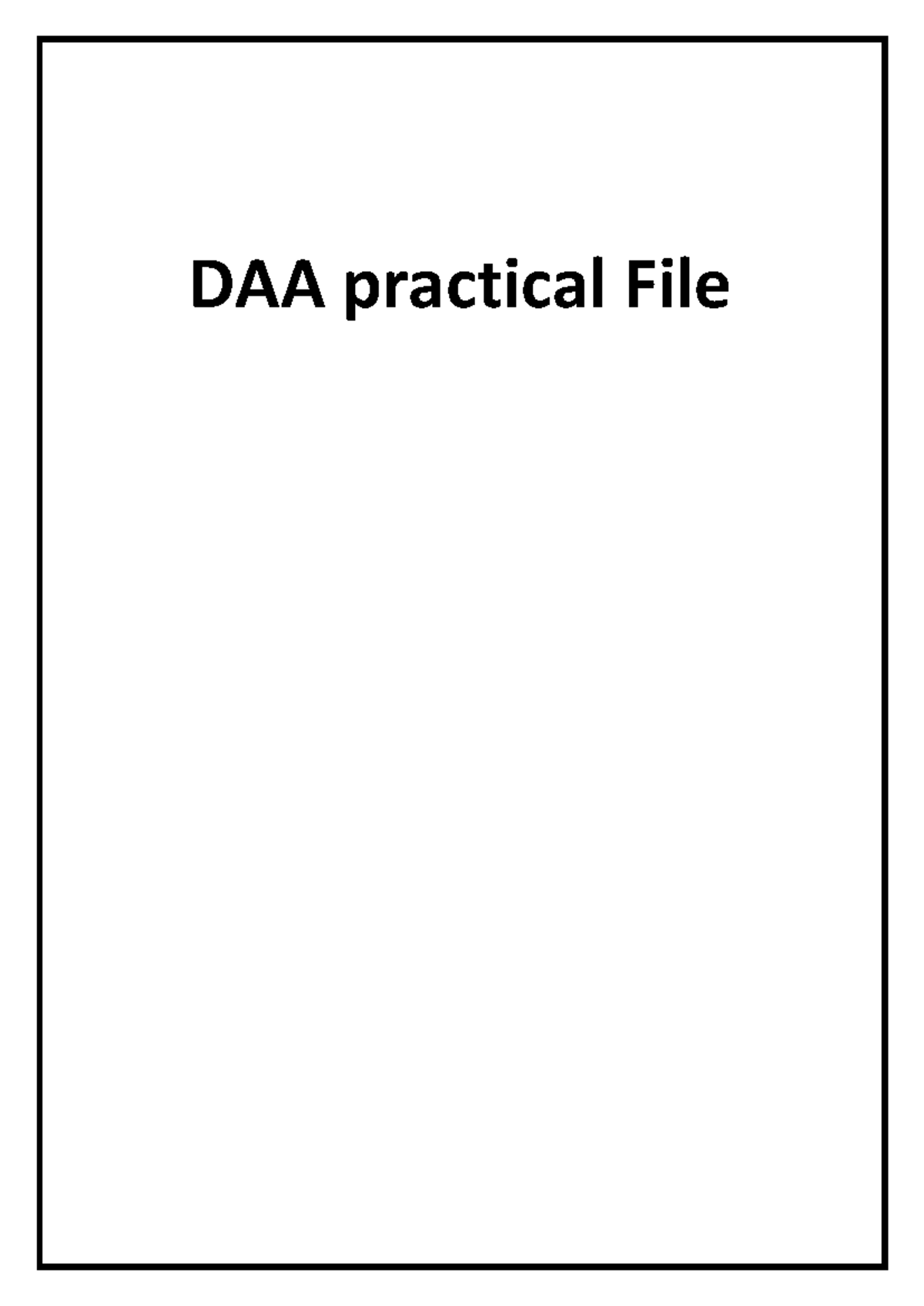 Daa Practical File This File Also Use For Lab Final Examination Daa Practical File Index S