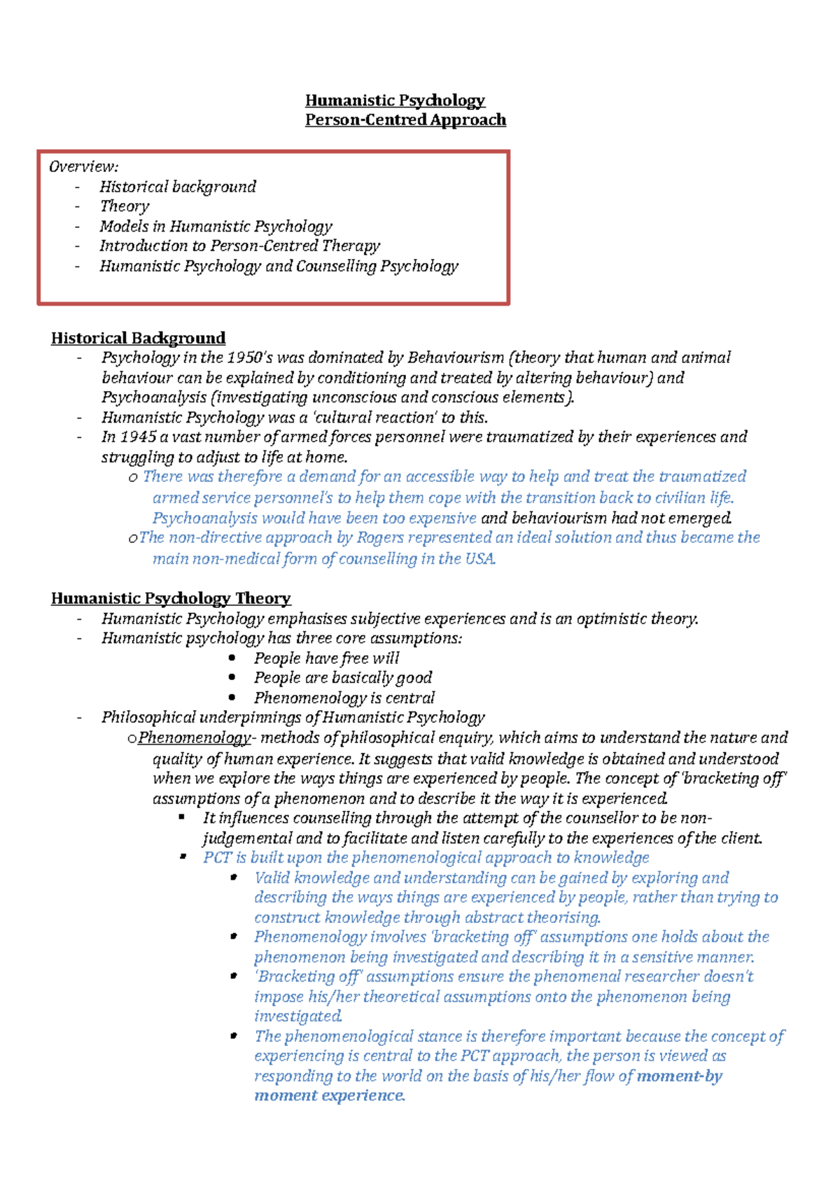 Humanistic counselling techniques - Humanistic Psychology Person ...